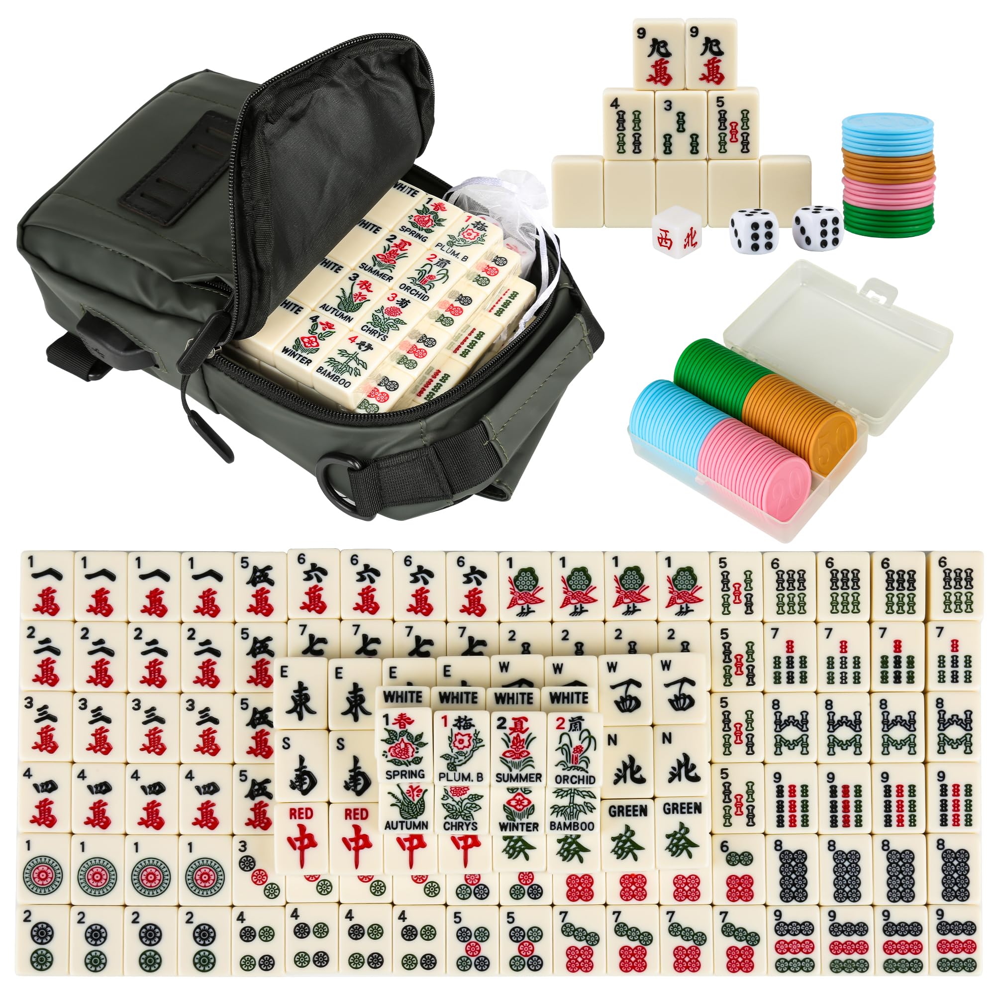 Amazon.com: QYMZKA Chinese Small Mahjong Set, 144 Numbered Melamine 1. ...