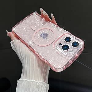 Amazon.com: FABSPARK Case for iPhone 16 Pro Max,Compatible with MagSafe,Magnetic Clear Curly ...