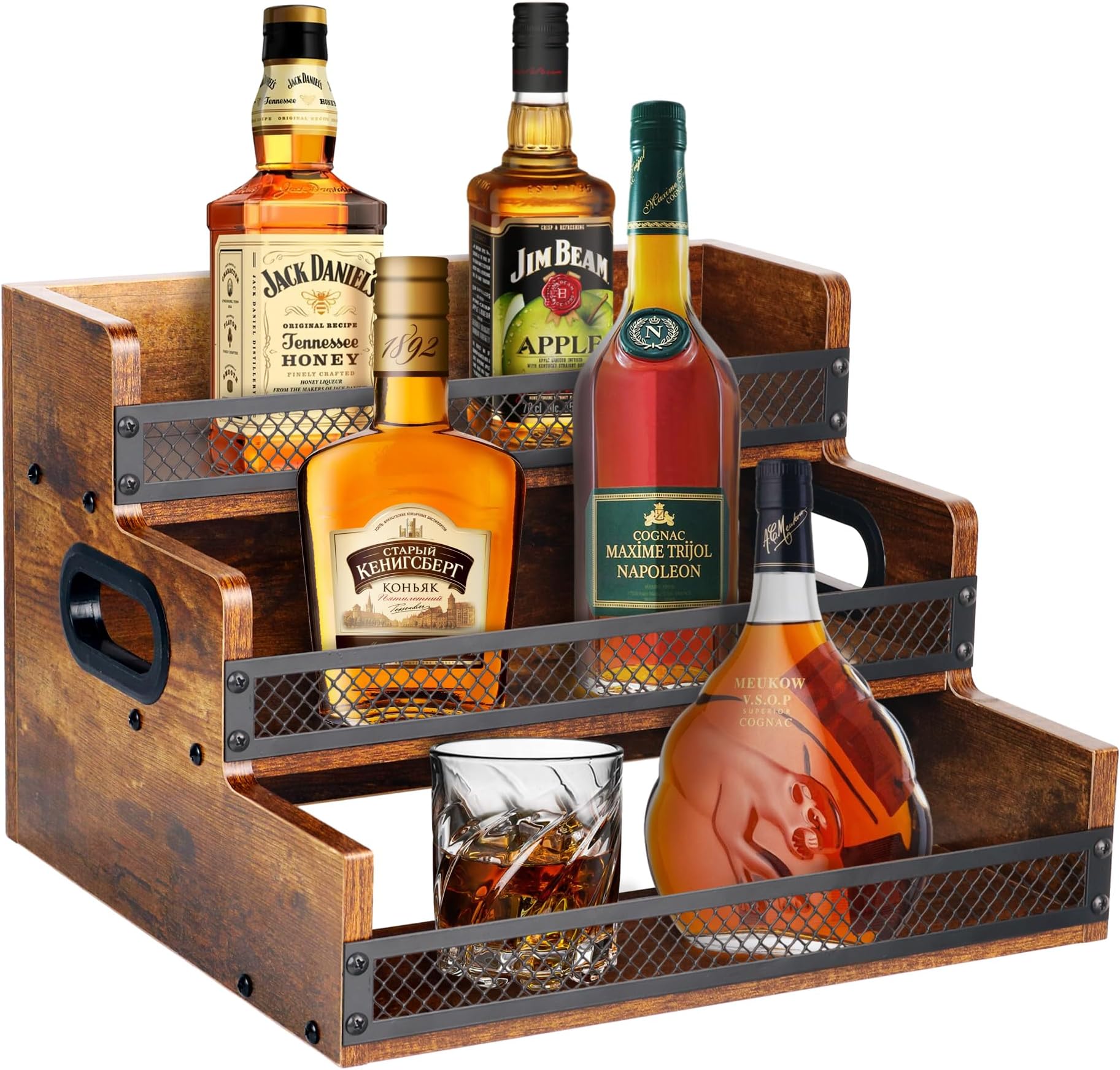 Amazon.com: 3 Step Countertop Liquor Bottle Display Shelf, Wood Bar ...