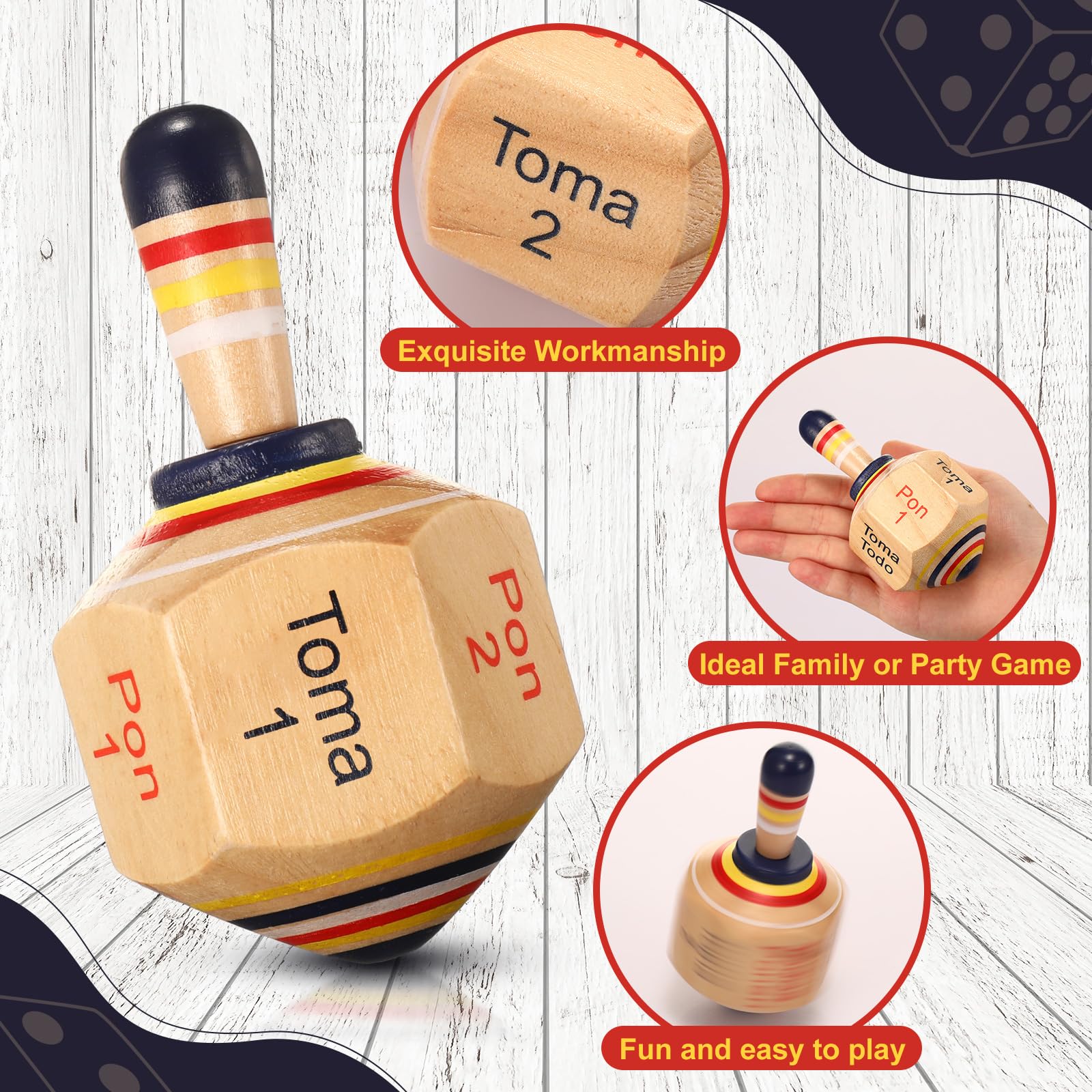 Snapklik.com : 5 Pieces Large Wooden Toma Todo Bulk, 4.5 Inch Classic ...