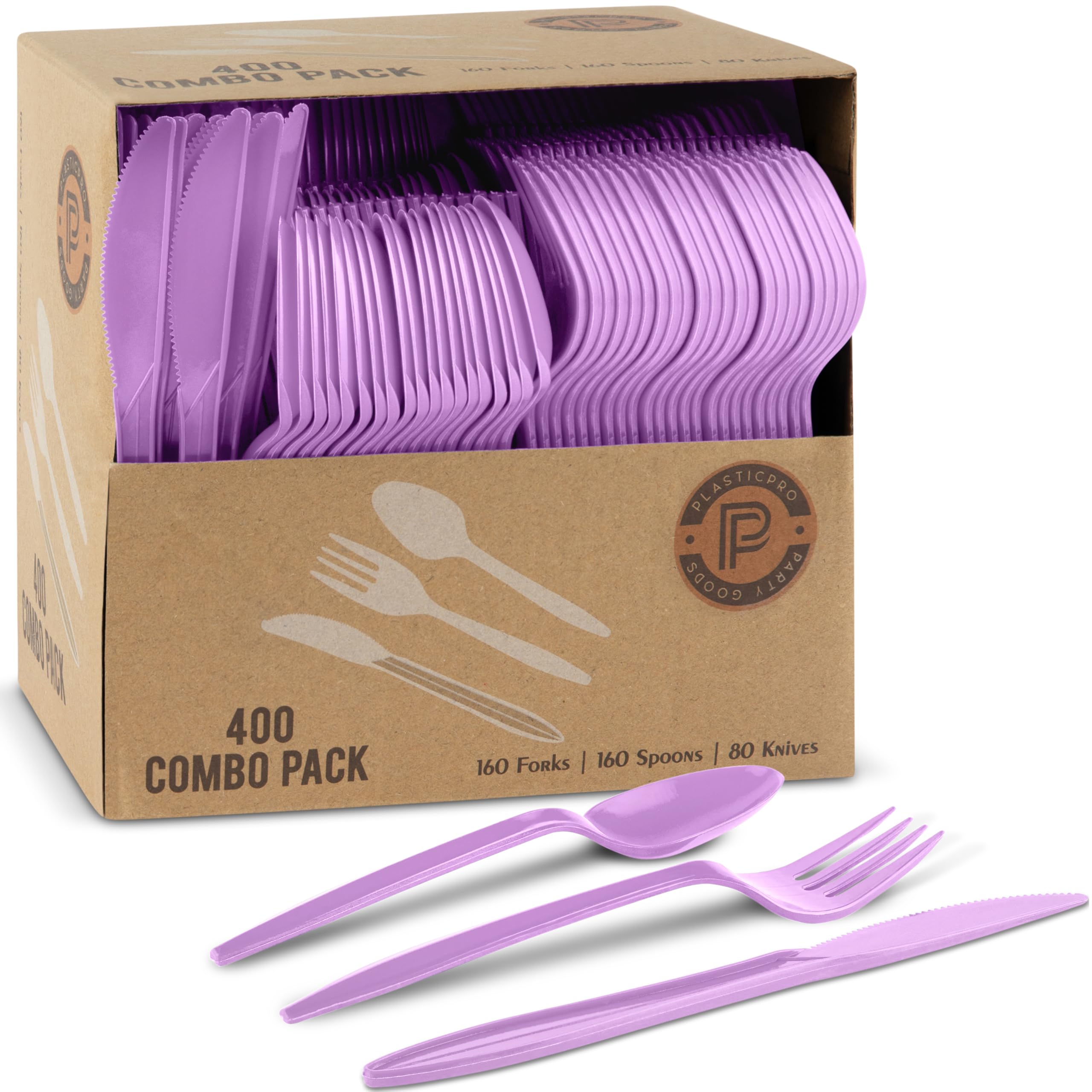 Amazon.com: PLASTICPRO 400 Pack Disposable Plastic Utensils Assorted ...