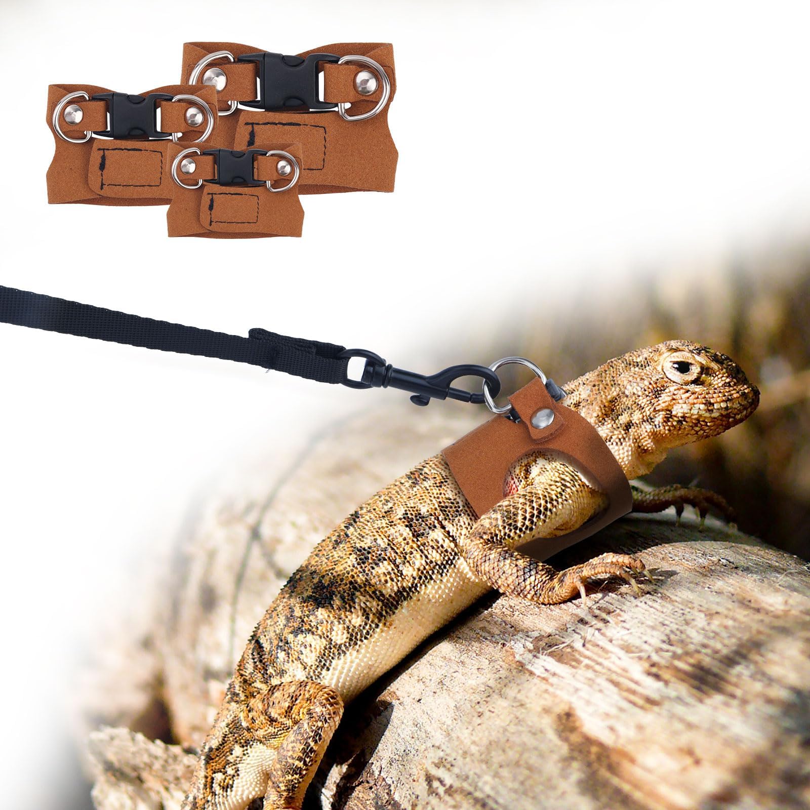 Amazon.com: 3 Pcs Bearded Dragon Harnesses, Adjustable Soft Leather ...