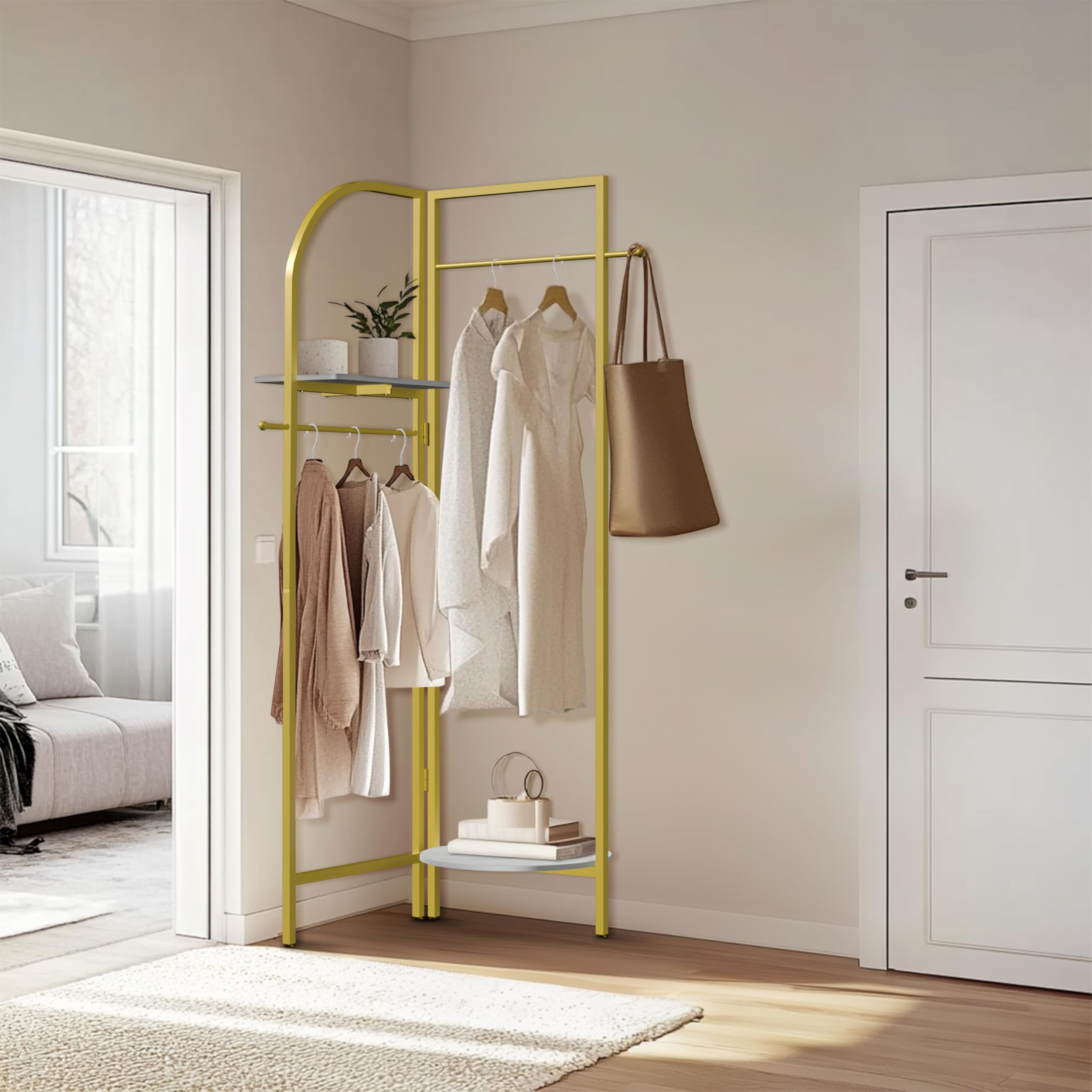 Amazon.com: BORWART Corner Gold Metal Clothing Racks, Entryway Coat ...