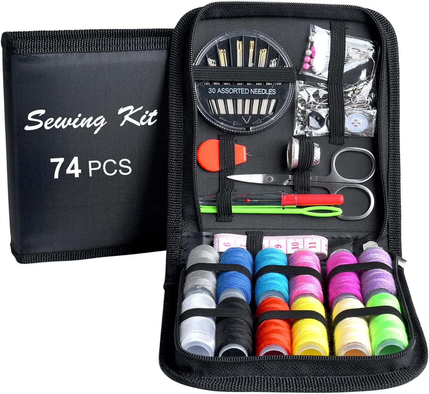Sewing KIT 126 Pcs DIY Sewing Supplies with 22-Color Threads & Needles ...