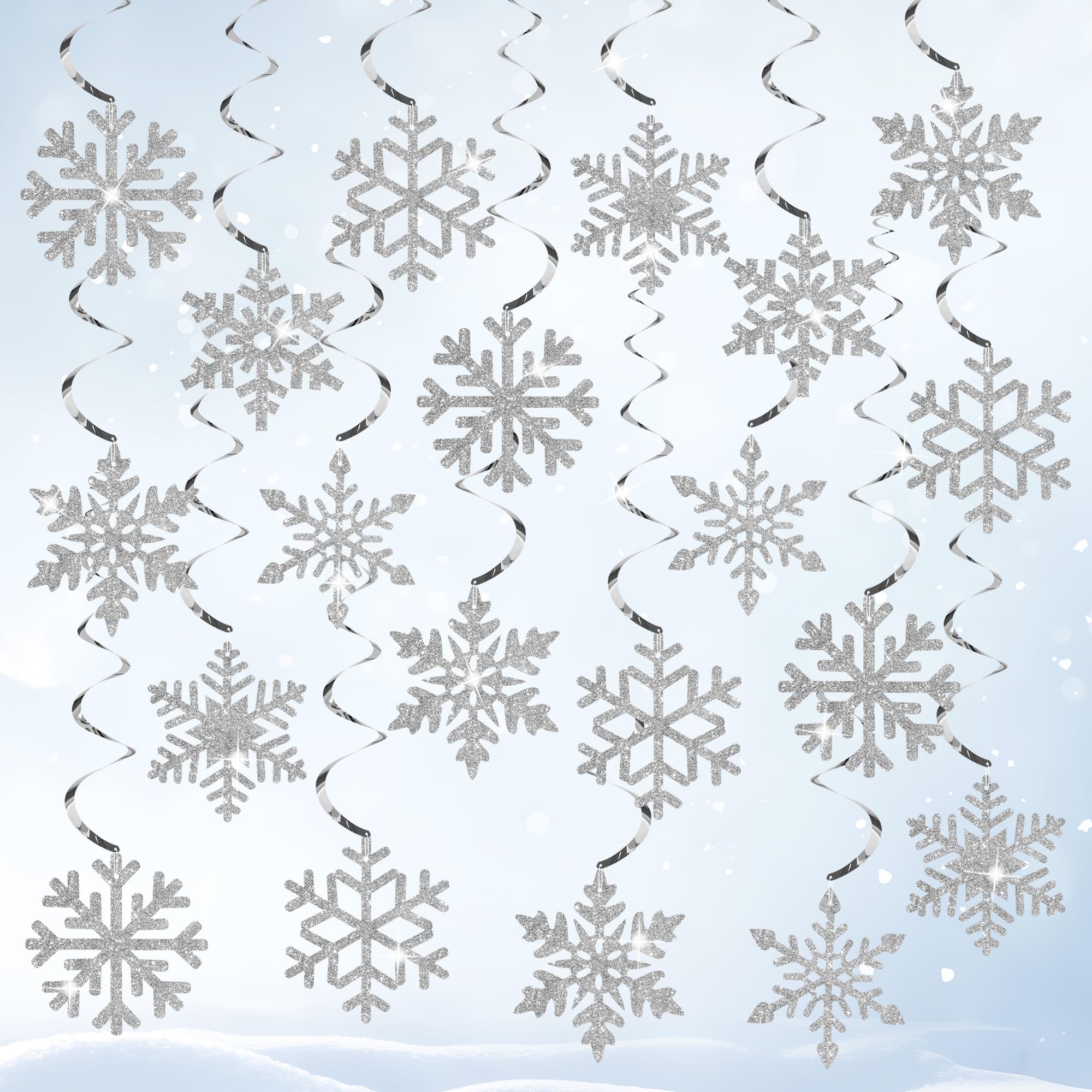 36 Pcs Christmas Snowflake Hanging Swirl Decorations Frozen Snowflakes ...
