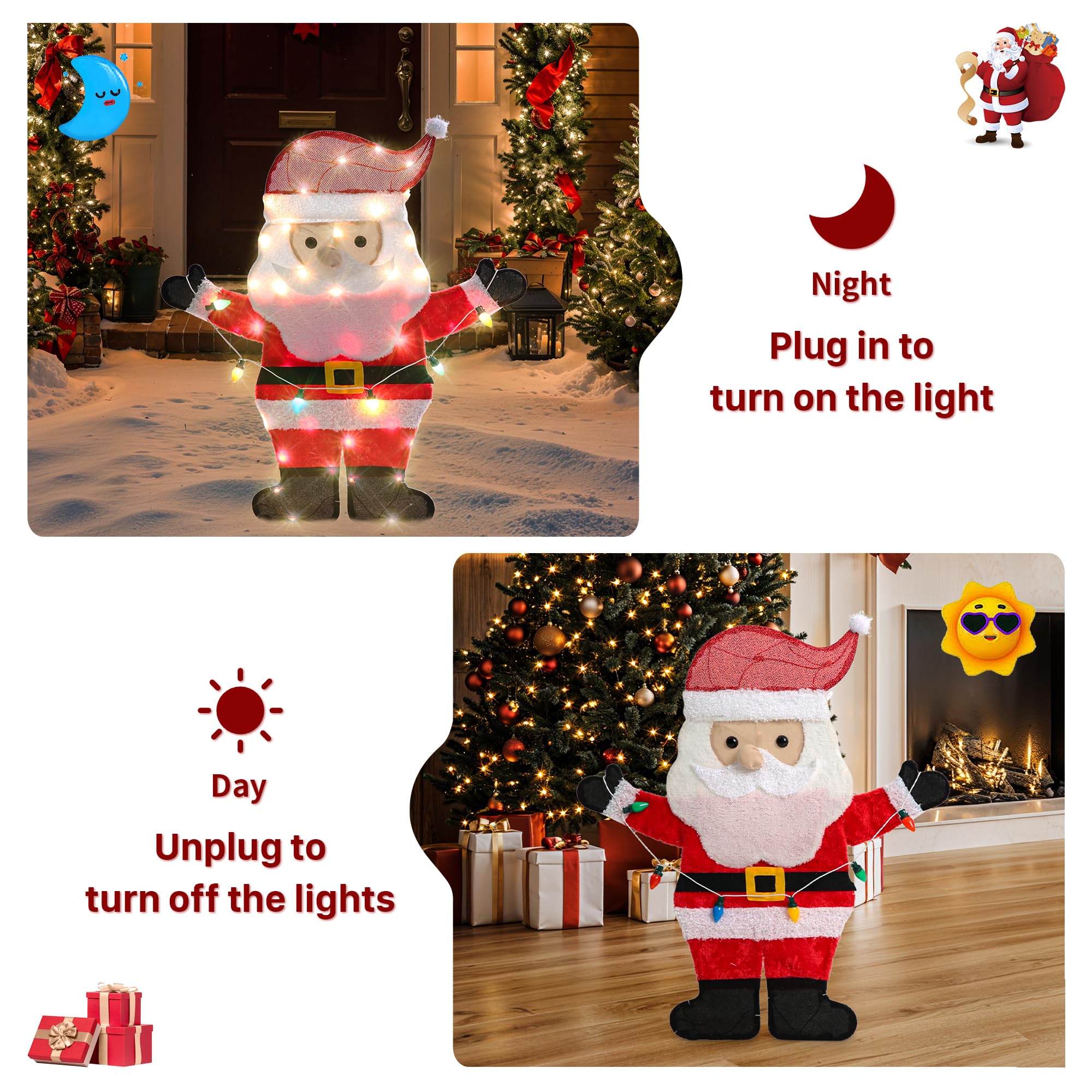 Snapklik.com : GENIMO 2D Santa Claus Outdoor Christmas Decorations, 50 ...