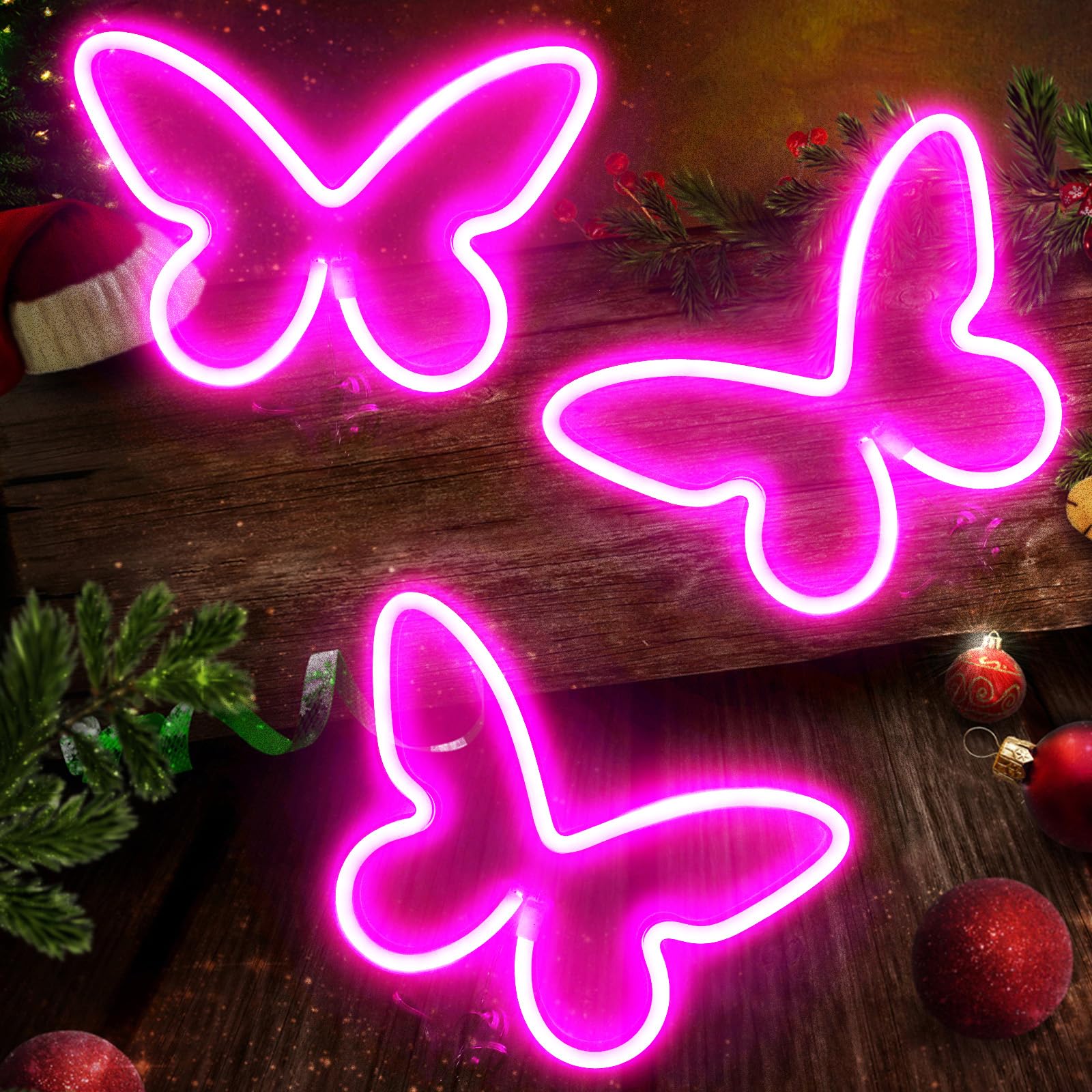 Amazon.com : 3 Pieces Butterfly Neon Signs, Butterfly LED Light USB or ...