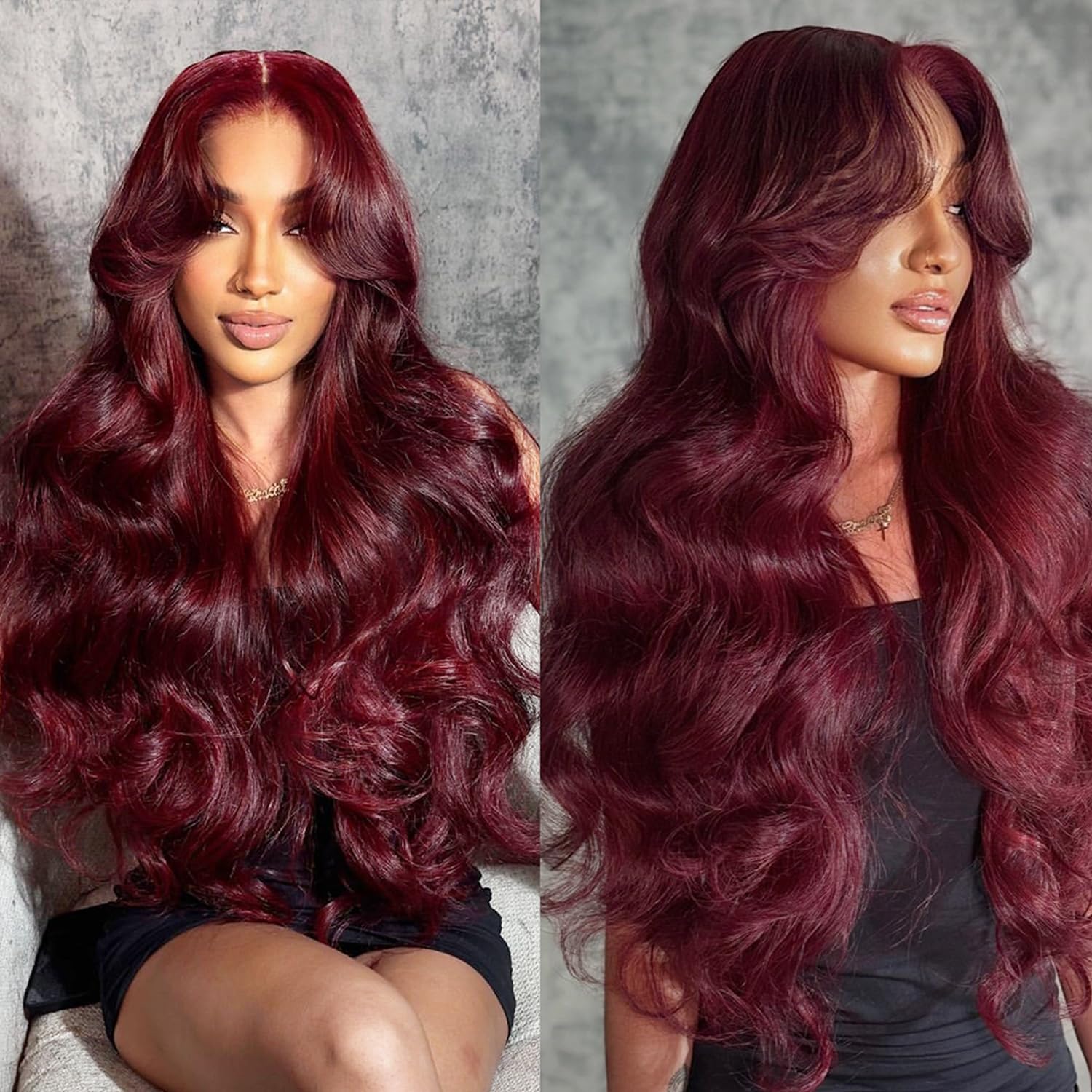 Amazon.com : 99j Burgundy Lace Front Wigs Human Hair Pre Plucked 13x6 ...