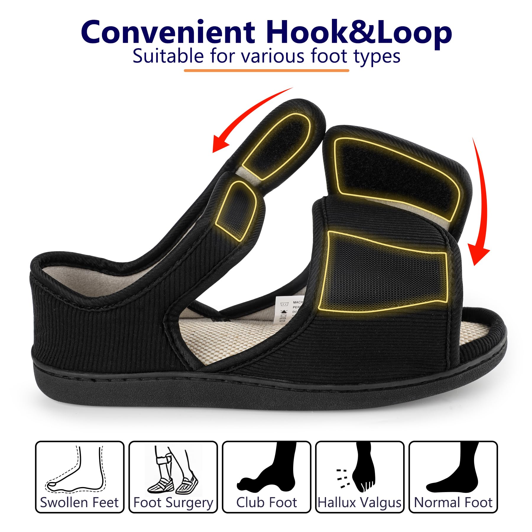 Snapklik.com : Mens Breathable Diabetic Sandals, Wide Adjustable Hook ...