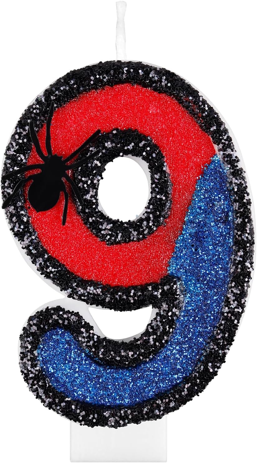 Amazon.com: iNINGER Blue Birthday Candles Number 9 Candle,Spider 9th ...