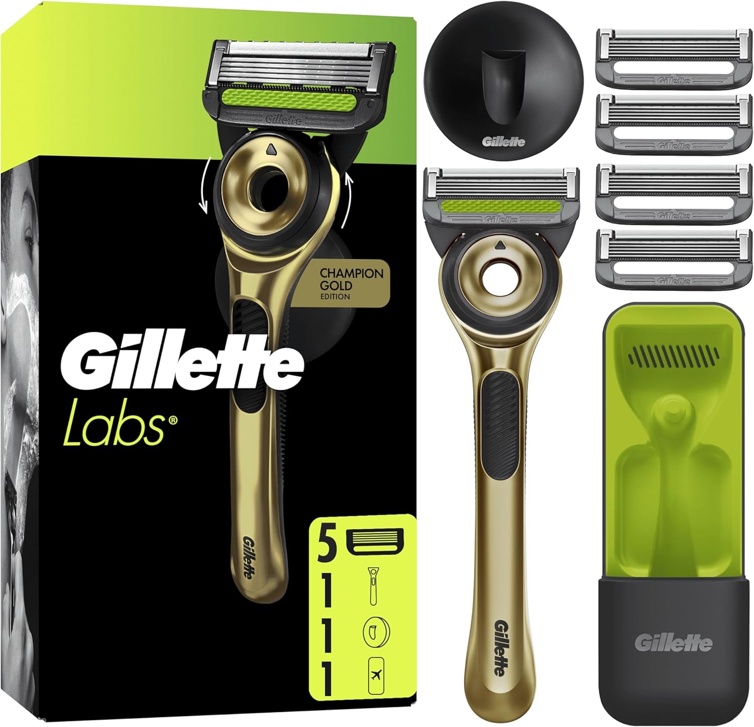 GilletteLabs With Exfoliating Bar, Razor For Men Champion Gold Edition ...