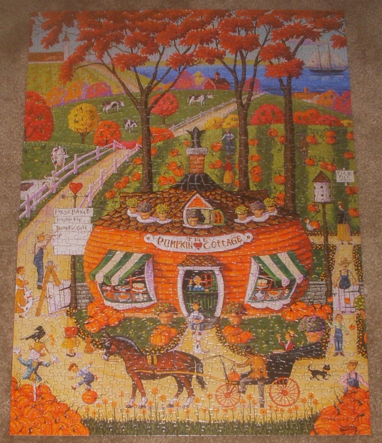 Amazon.com: Bits and Pieces - Pumpkin Cottage 1000 Piece Jigsaw Puzzles ...