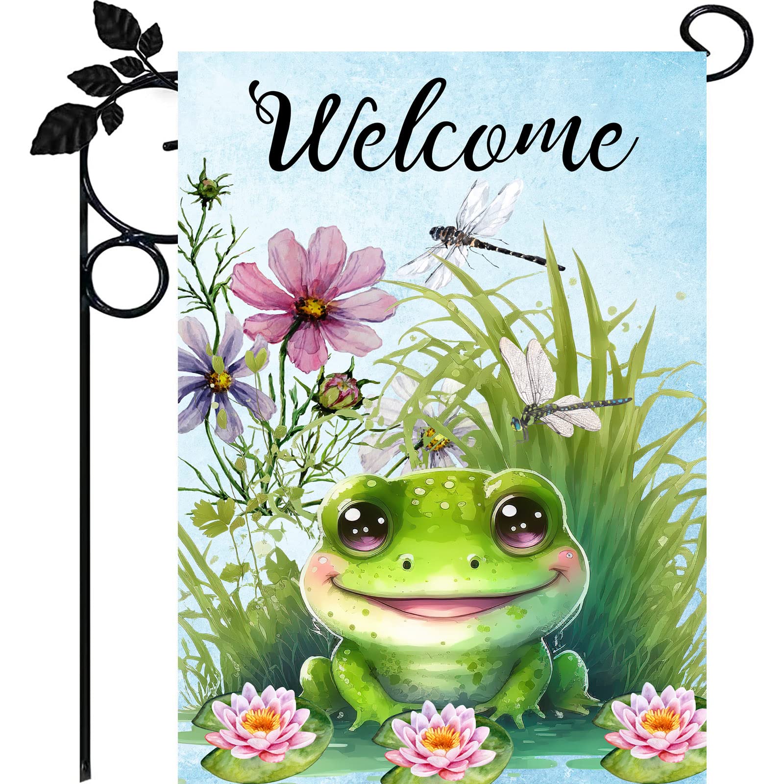 Amazon.com : Frog Garden Flag, Frog Welcome Garden Flag,12×18 Small ...