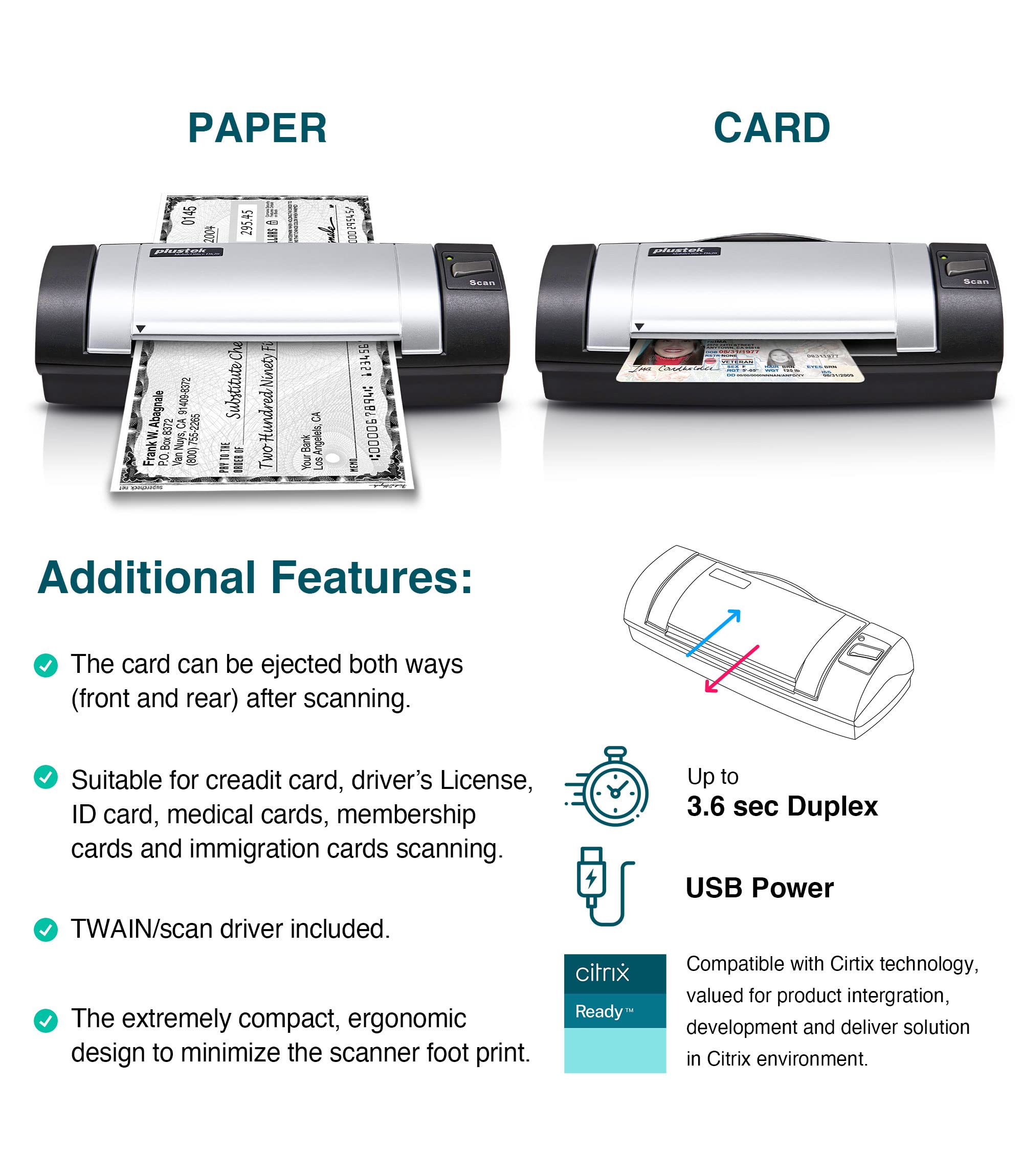Snapklik.com : Plustek Duplex Card Scanner