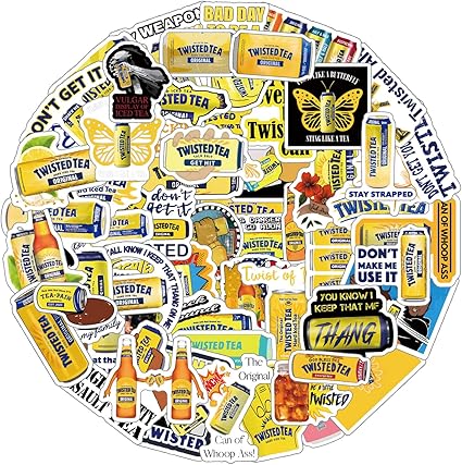 Amazon.com: 61 PCS Twisted Tea Stickers Cartoon Aesthetic Waterproof ...
