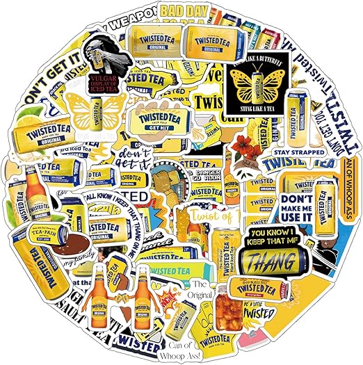 Amazon.com: 61 PCS Twisted Tea Stickers Cartoon Aesthetic Waterproof ...