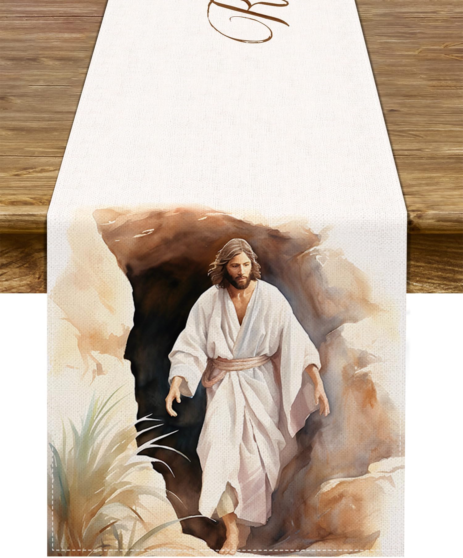 Amazon.com: Sunwer He is Risen Table Runner Jesus Resurrection Easter ...