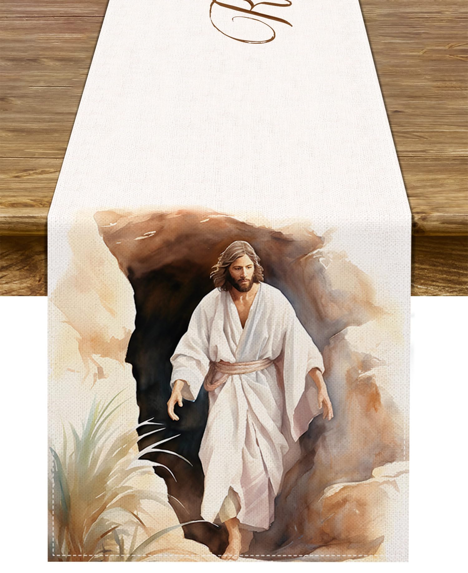 Amazon.com: Sunwer He is Risen Table Runner Jesus Resurrection Easter ...