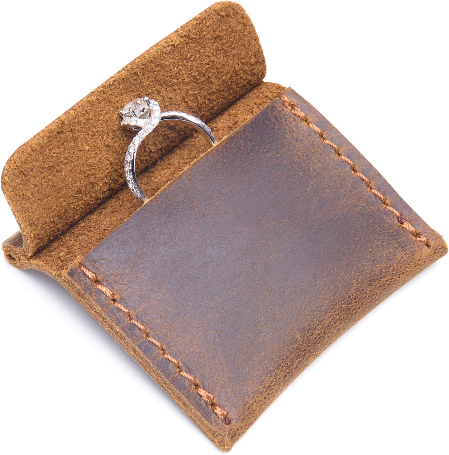 Amazon.com: Ringsun Leather Wedding Ring Case, Slim Engagement Pouch ...