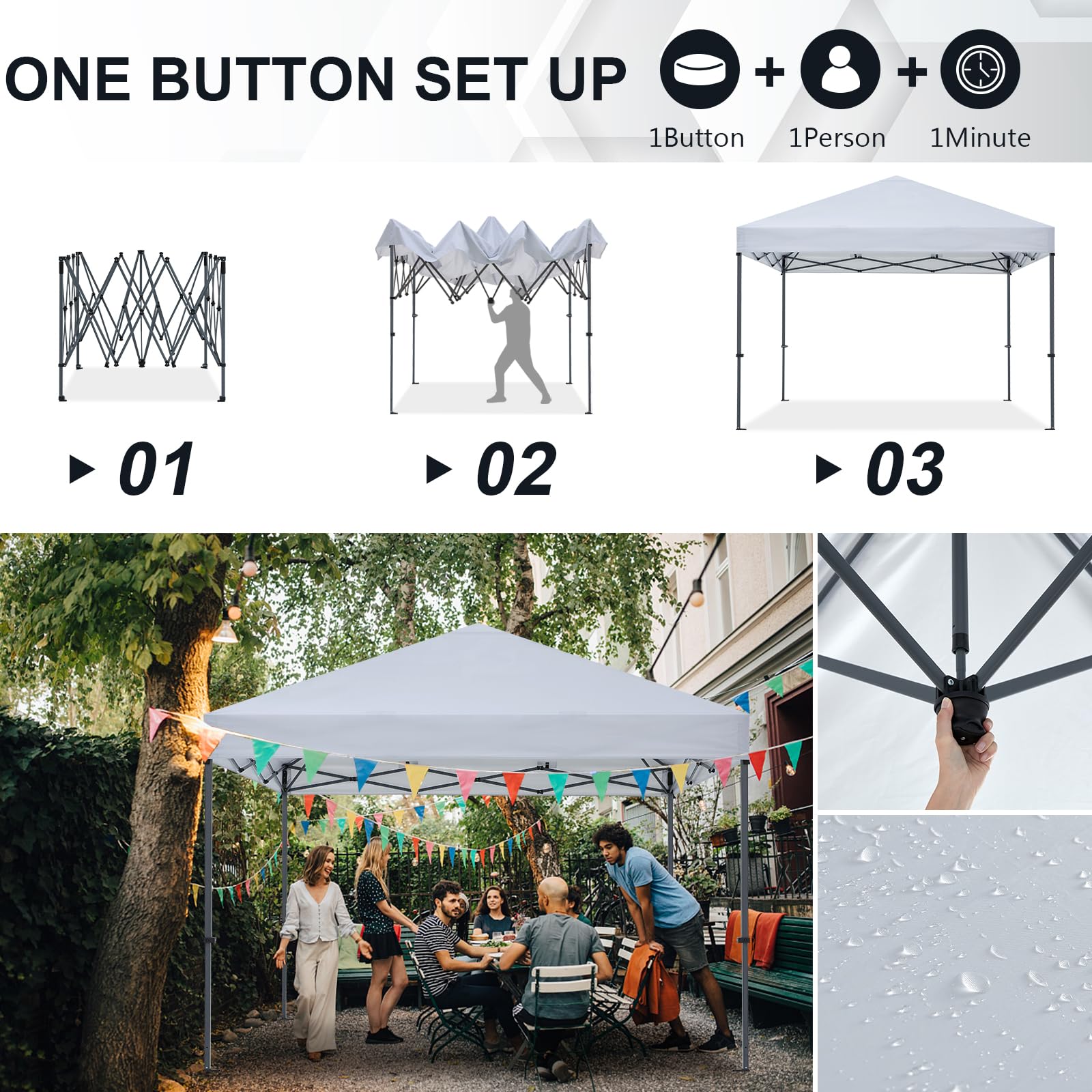Snapklik.com : COOSHADE Easy Pop Up Canopy Tent 8X8Ft