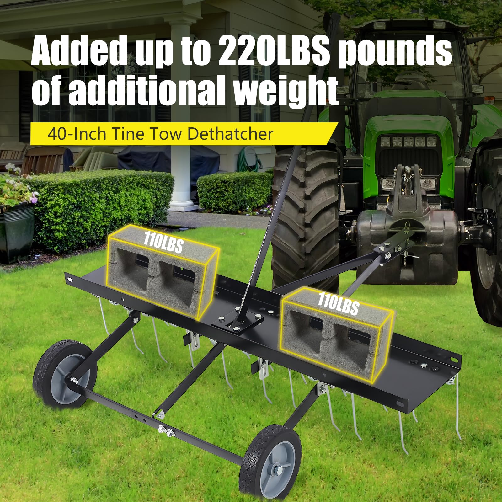 40 Inch Dethatcher 40" Tow Behind Lawn Dethatcher - Riding Mower ...
