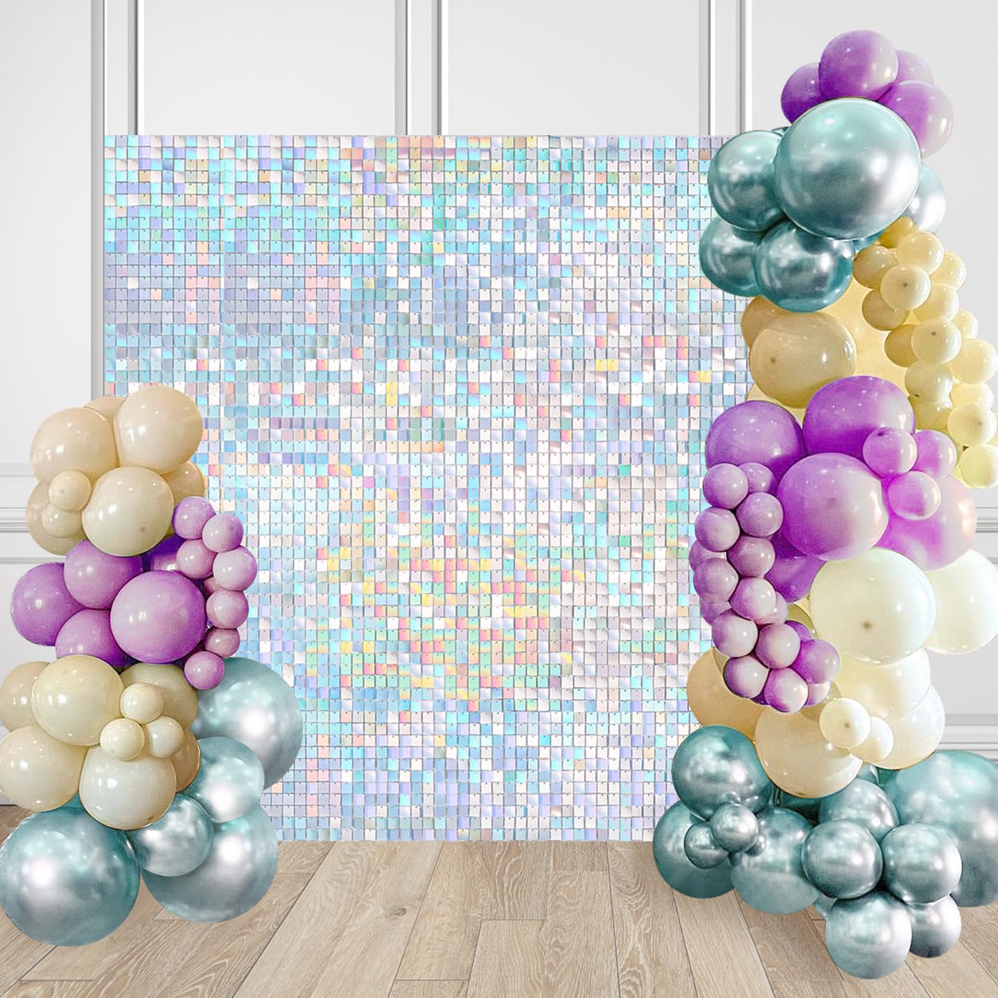 LJIE-House Rainbow Silver Sequin Photo Backdrop Shimmer Wall Backdrop ...