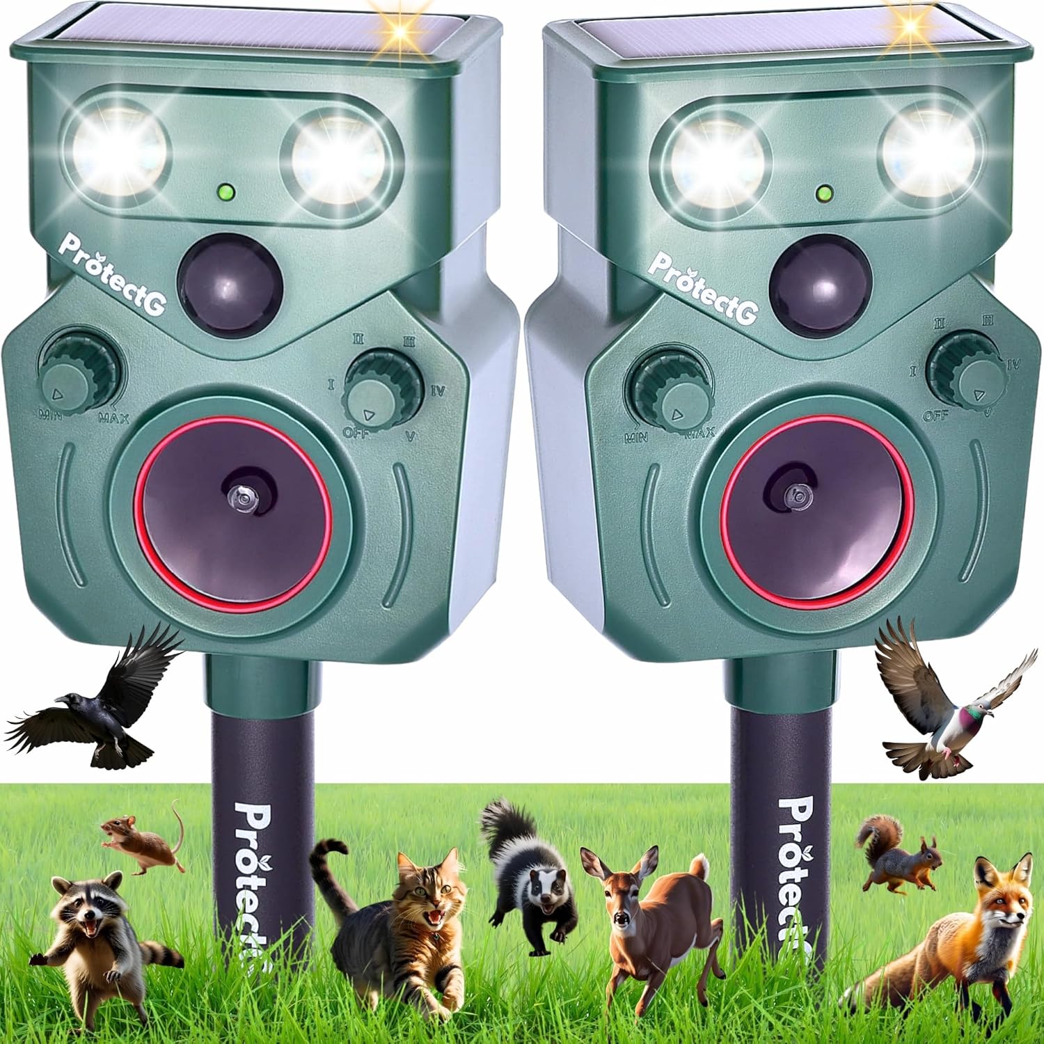 Amazon.com: 2 Pack Solar Ultrasonic Animal Repellent - Motion Activated ...