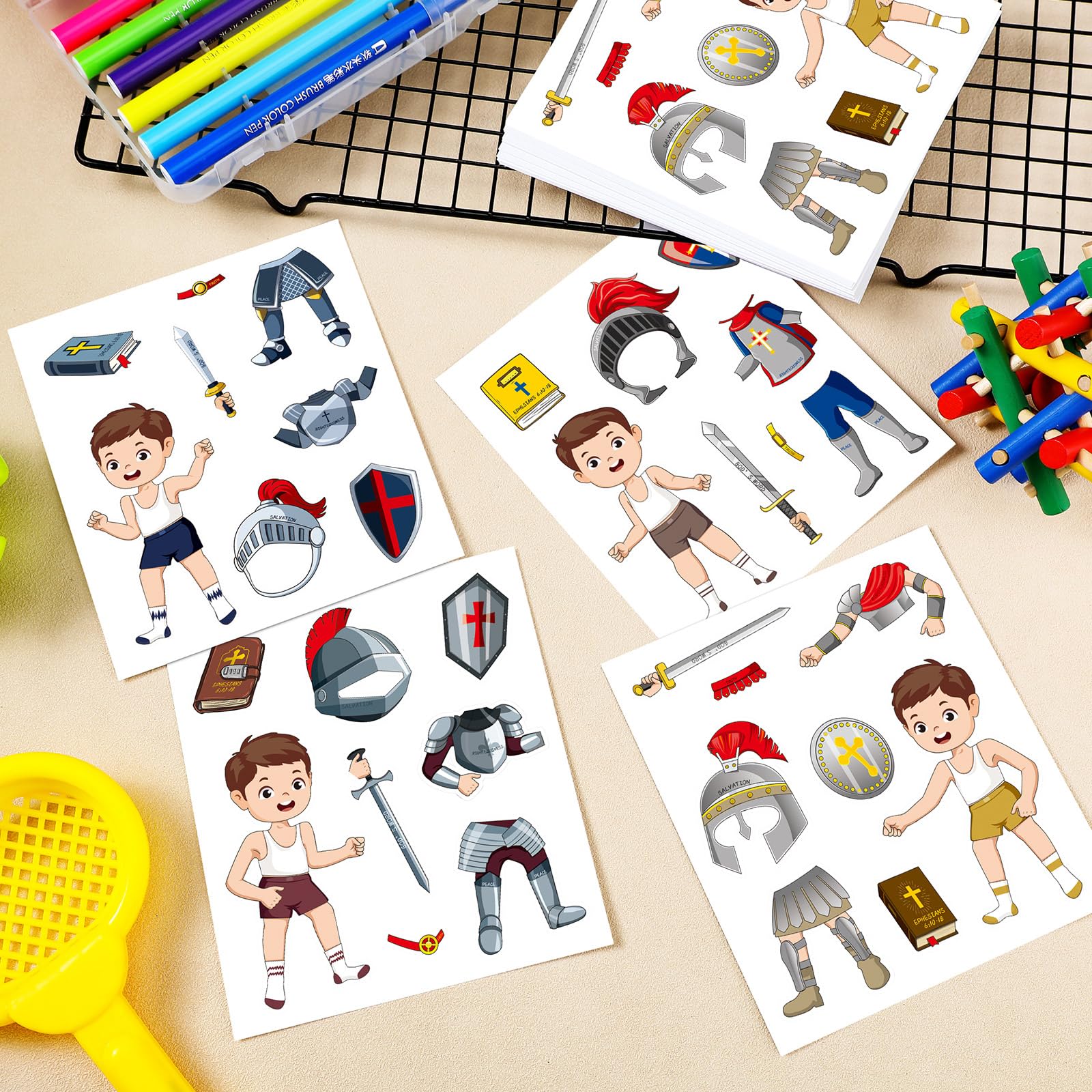Snapklik.com : 192 Pcs Armor Of God Stickers Craft Kit For Kids ...