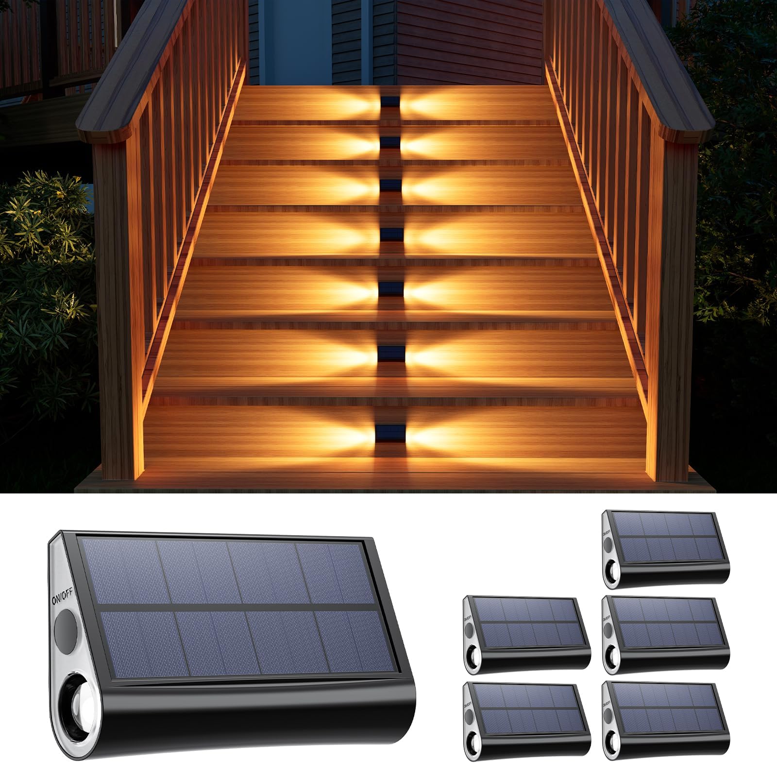 JSOT Solar Stair Lights - 8 Pack Solar Step Lights Deck Post Lights ...