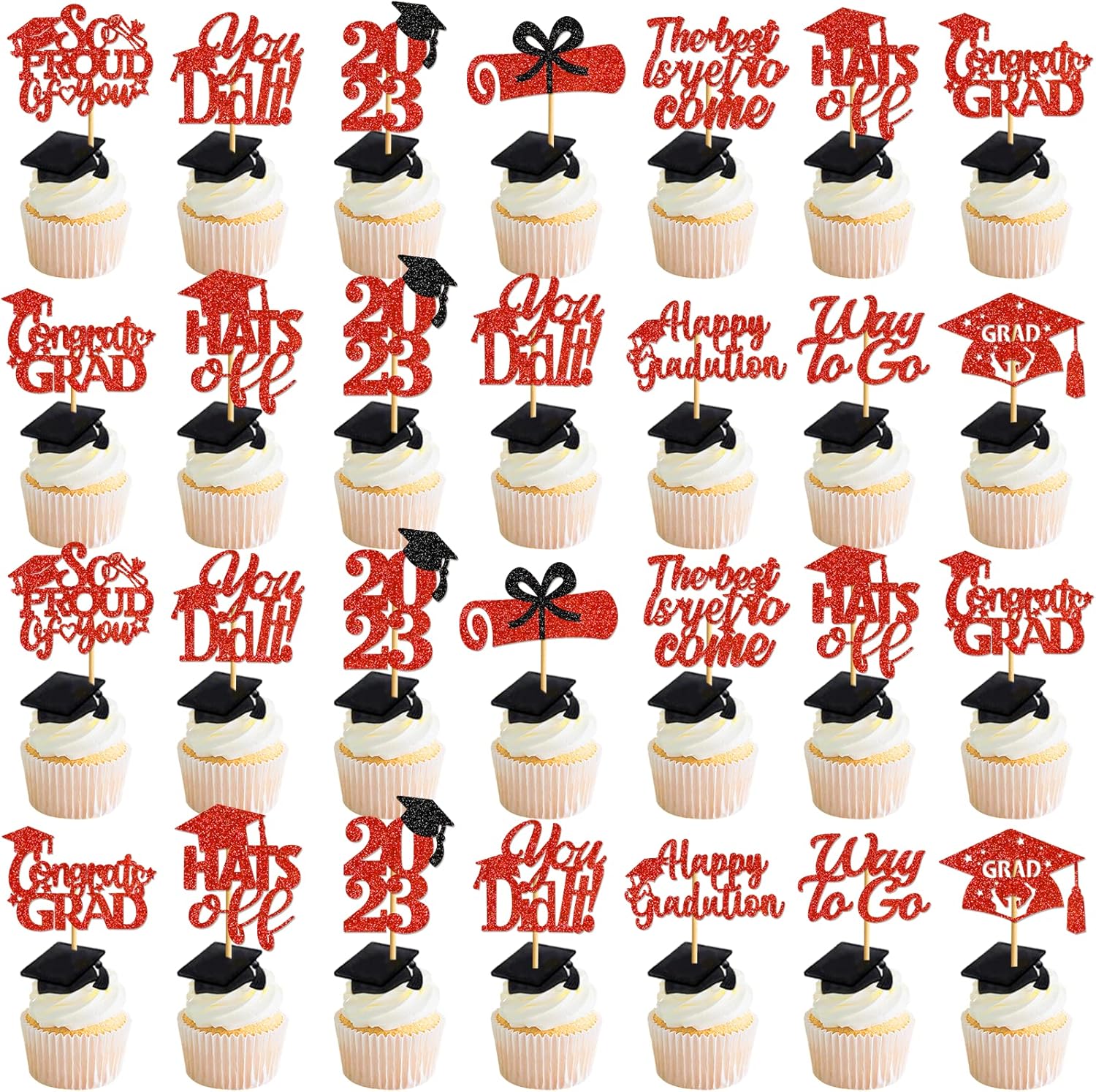 Amazon.com: Red 2024 Graduation Toppers - Class of 2024 Graduation Cap ...