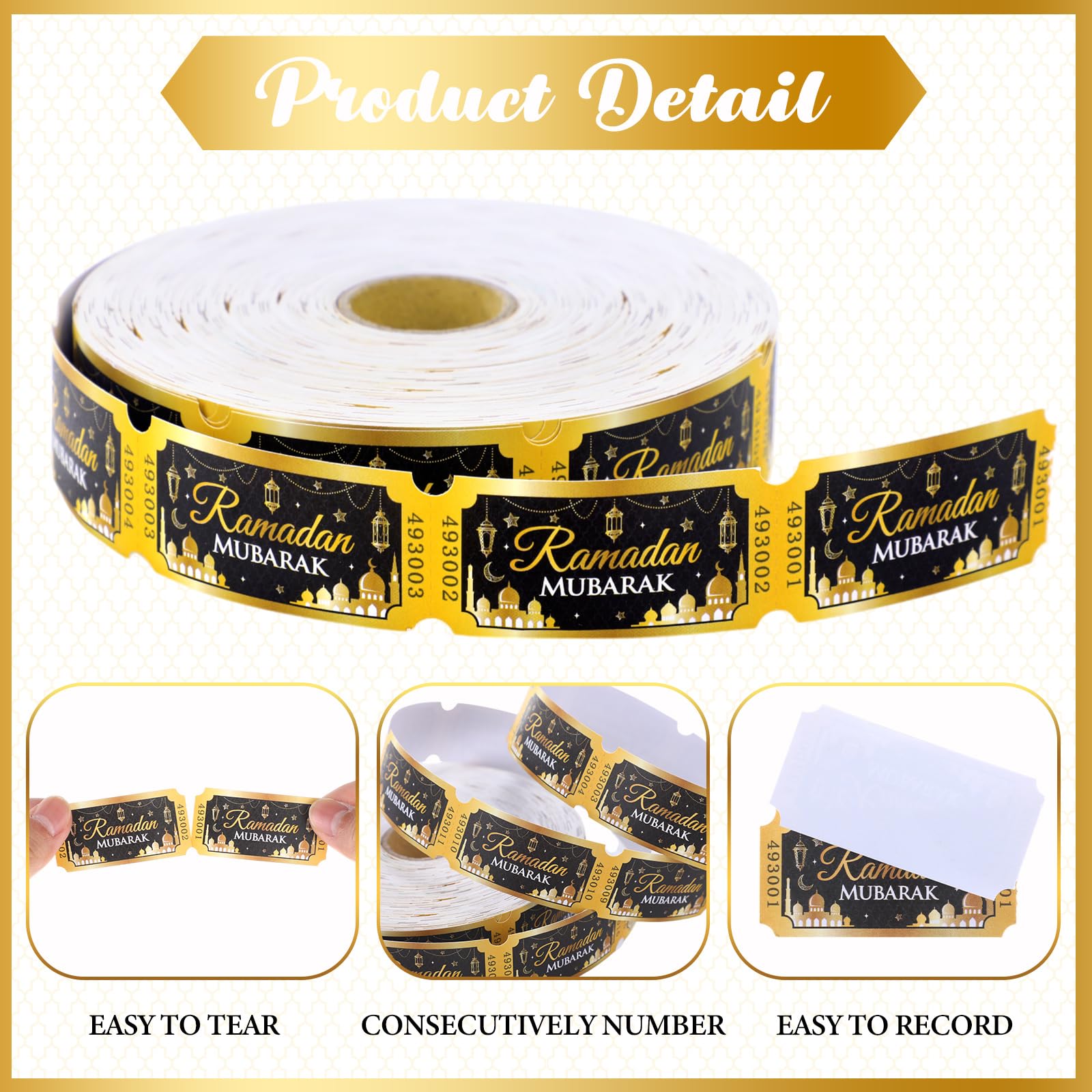 Snapklik.com : 1000 Pcs Eid Raffle Tickets Roll Eid Mubarak Tickets ...