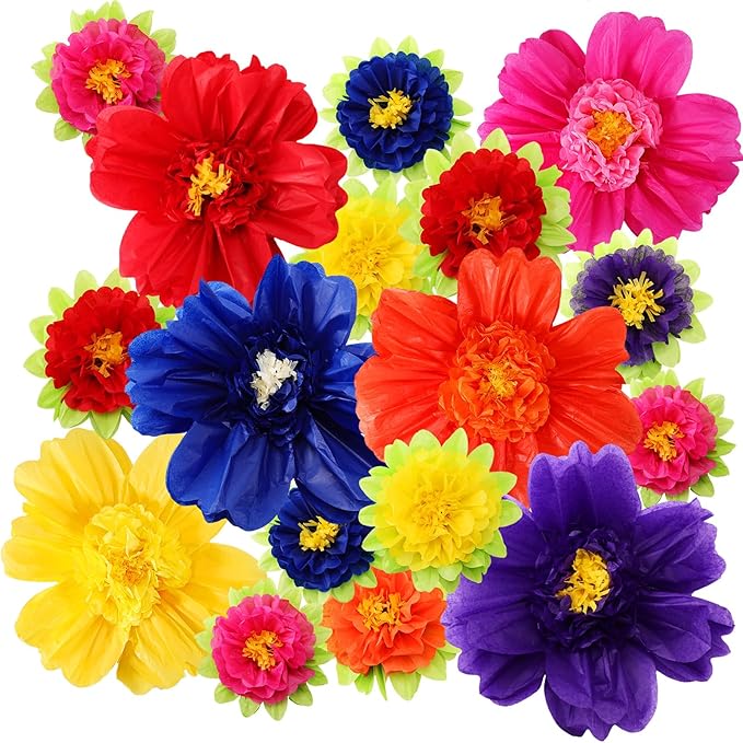 Amazon.com: TaoBary 24 Pcs Large Colorful Tissue Paper Flowers 20 ...