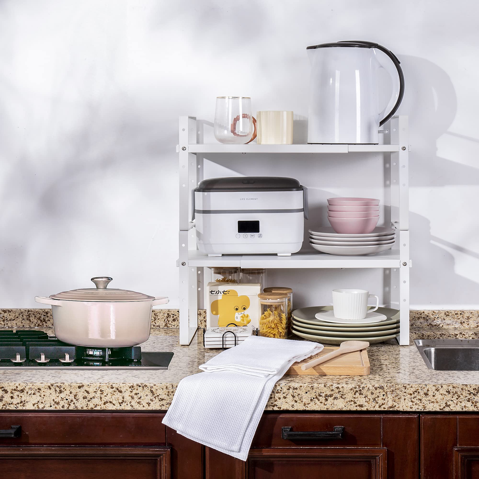 Across-Star Expandable Cabinet Shelf Organizer Rack, Stackable Kitchen ...