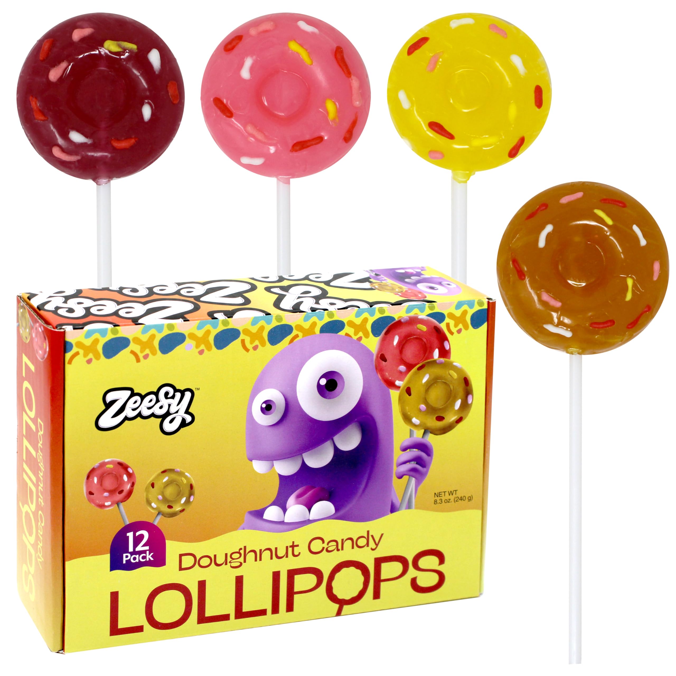 Amazon.com : Donut Lollipops Individually Wrapped - 12 Sprinkle Donut ...