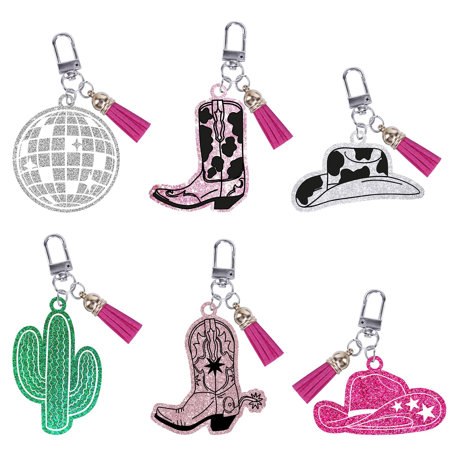 Amazon.com: KARAQY 6 Pcs Cowgirl Acrylic Keychains, Bling Purse Charm ...