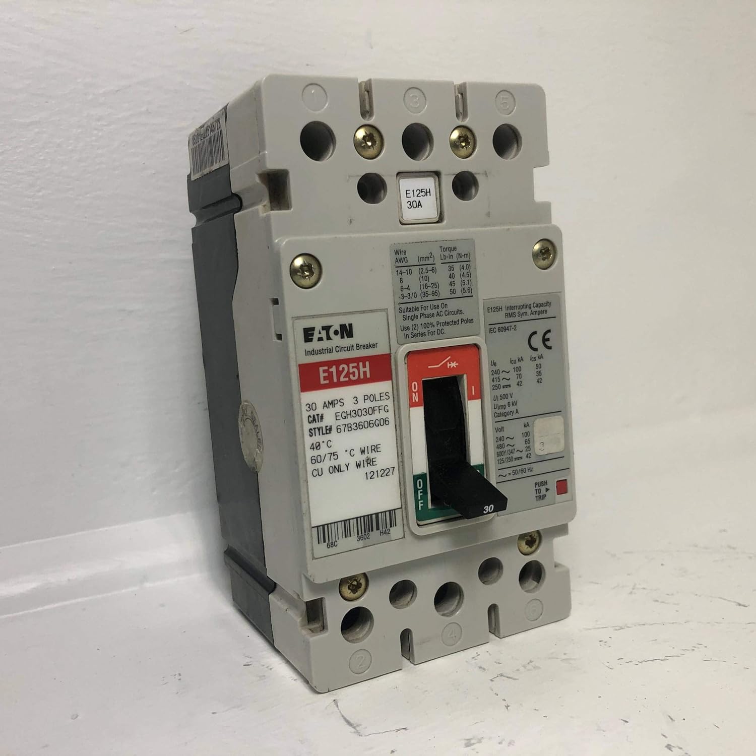 Eaton / Cutler Hammer EGH3030FFG G Series Molded Case Circuit Breaker ...