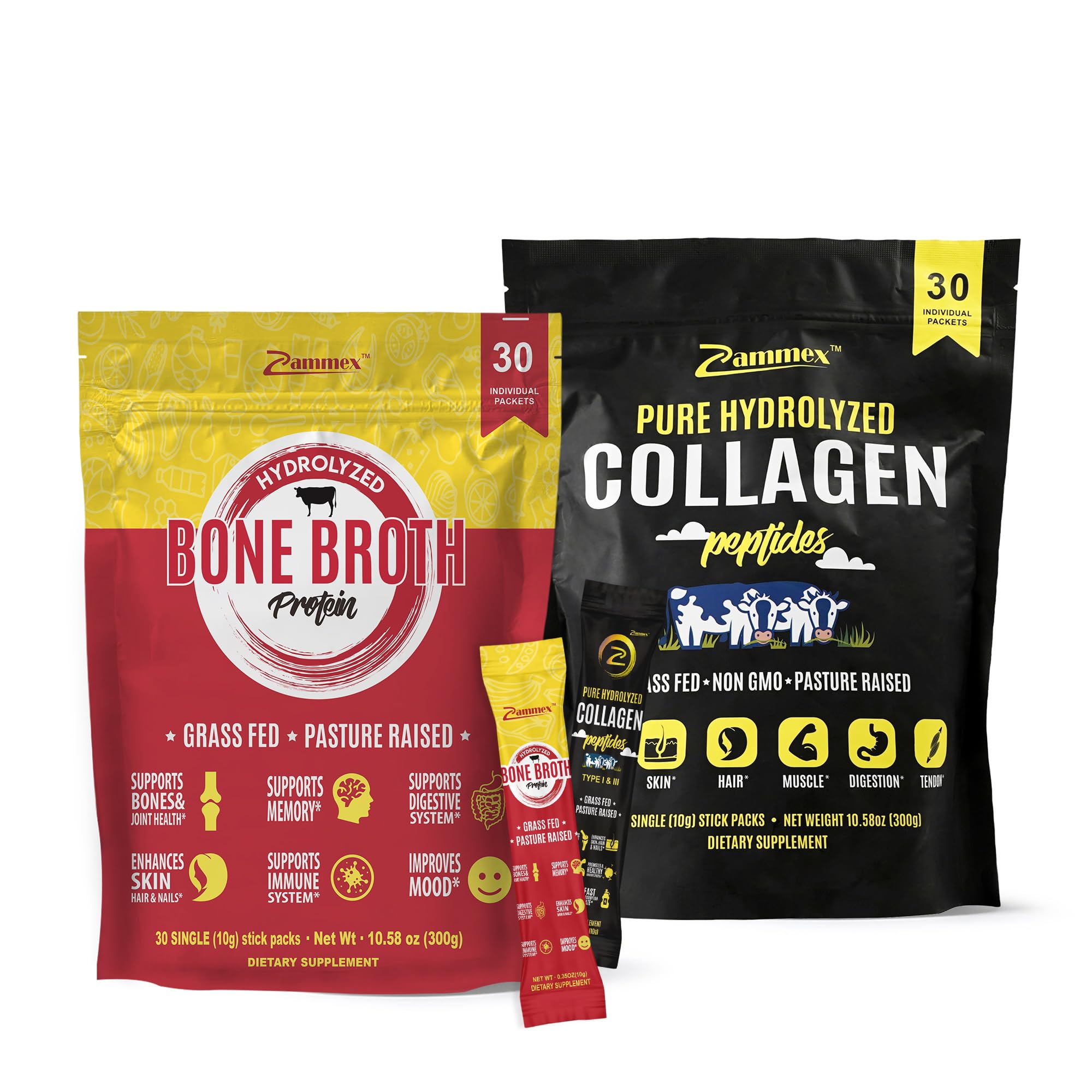 Amazon.com: Bone Broth Protein Powder Packets + Collagen Peptides ...