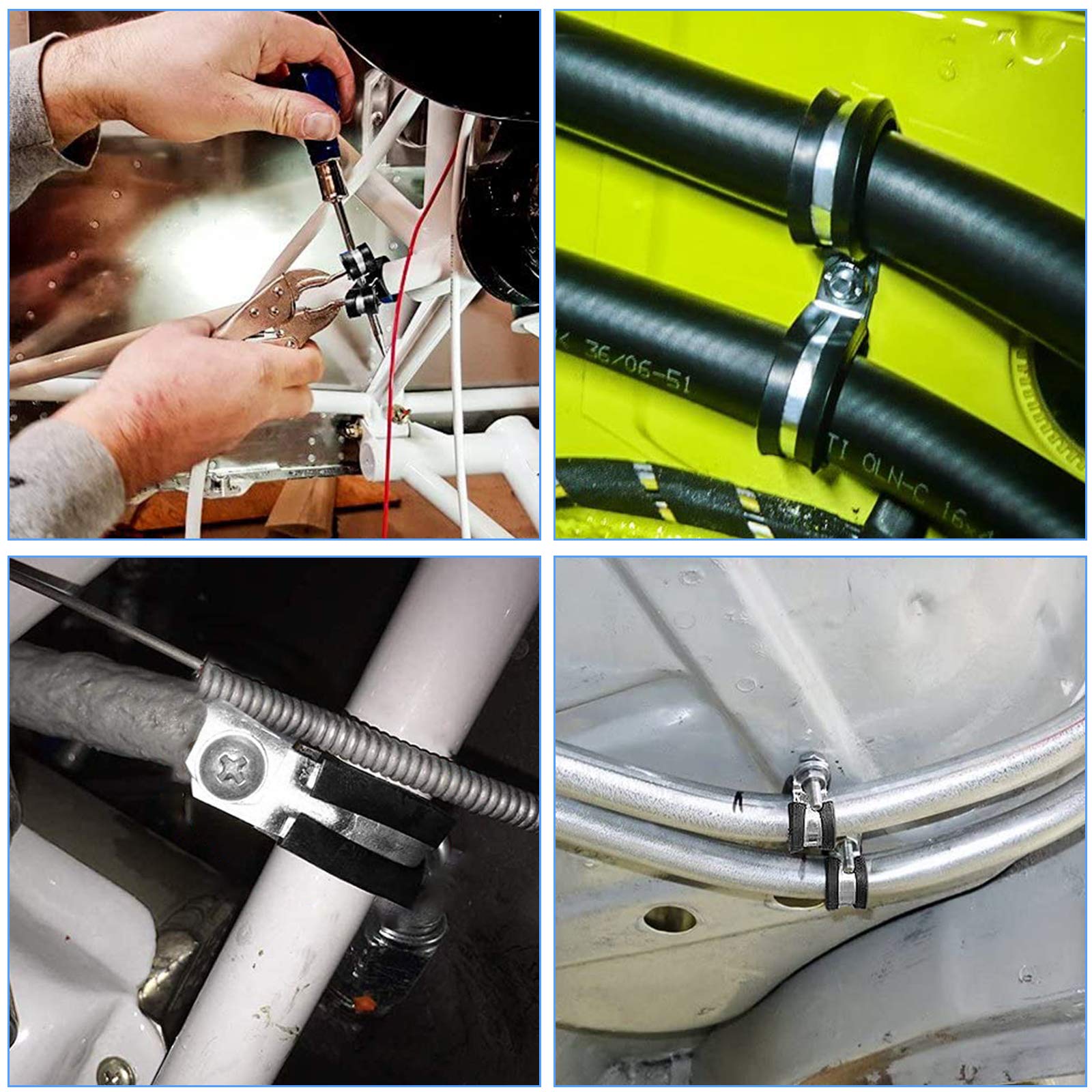 Snapklik.com : 72pcs Cable Clamps Stainless Steel,Rubber Cushioned ...