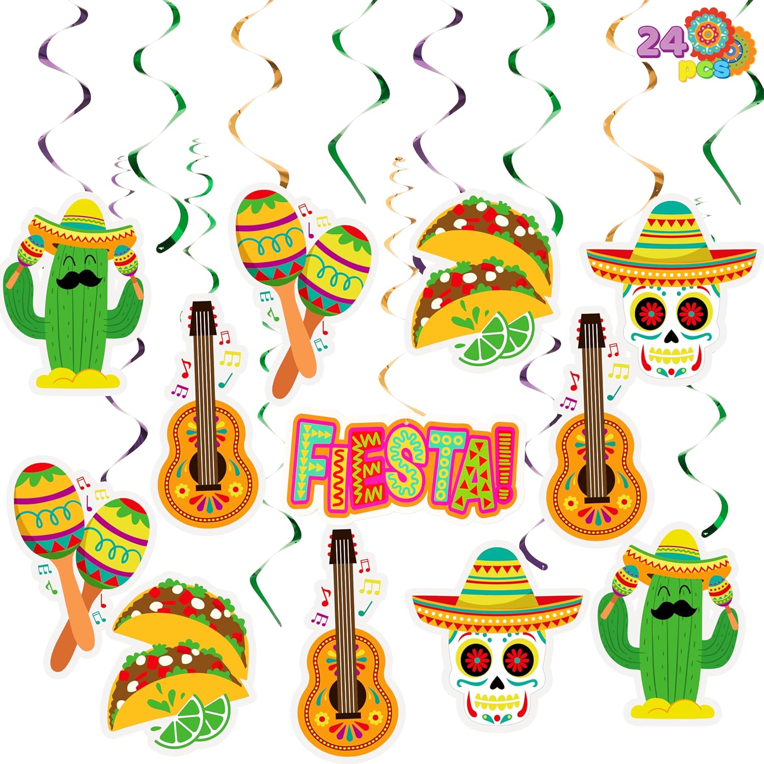 Amazon.com: JOYIN 24 PCs Mexican Fiesta Hanging Swirl Decorations for ...
