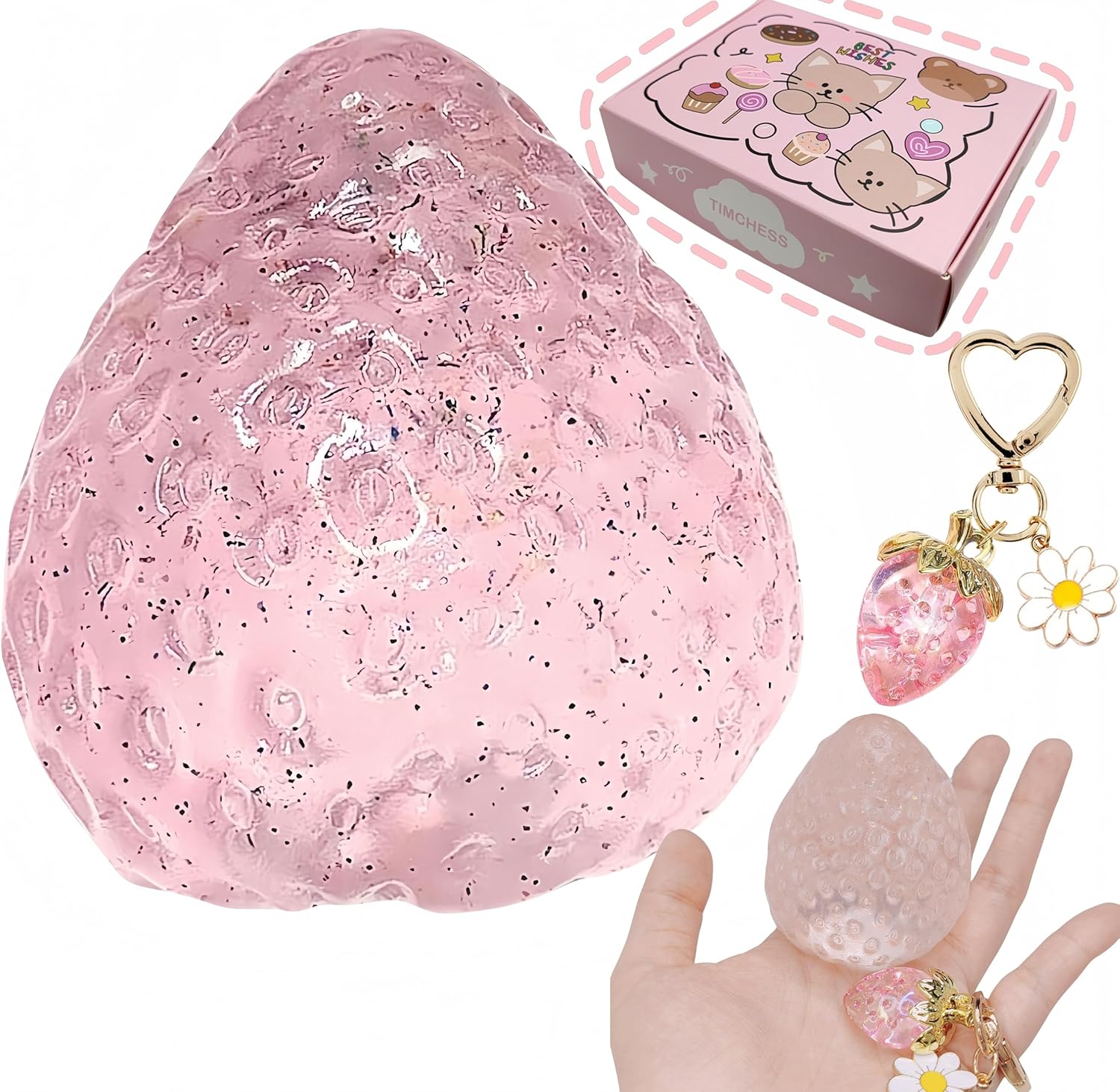 Amazon.com: TIM CHESS Strawberry Squishy Toys with Keychain, Super Soft ...