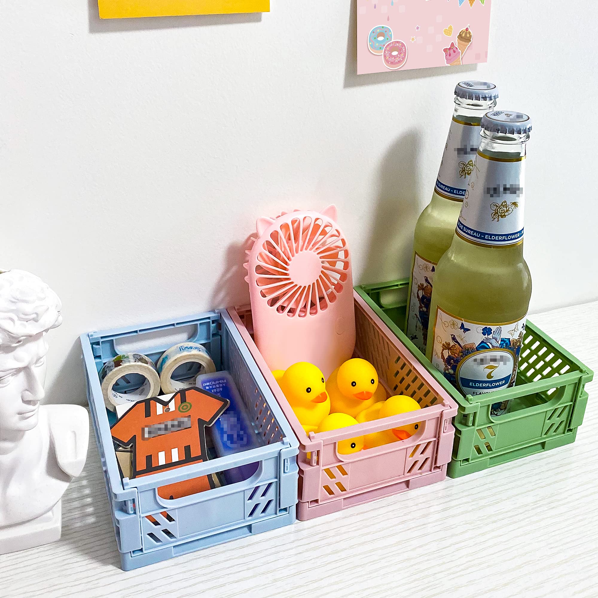 D1resion 4Pcs Mini Stackable Crates Decor Danish Pastel Aesthetic ...