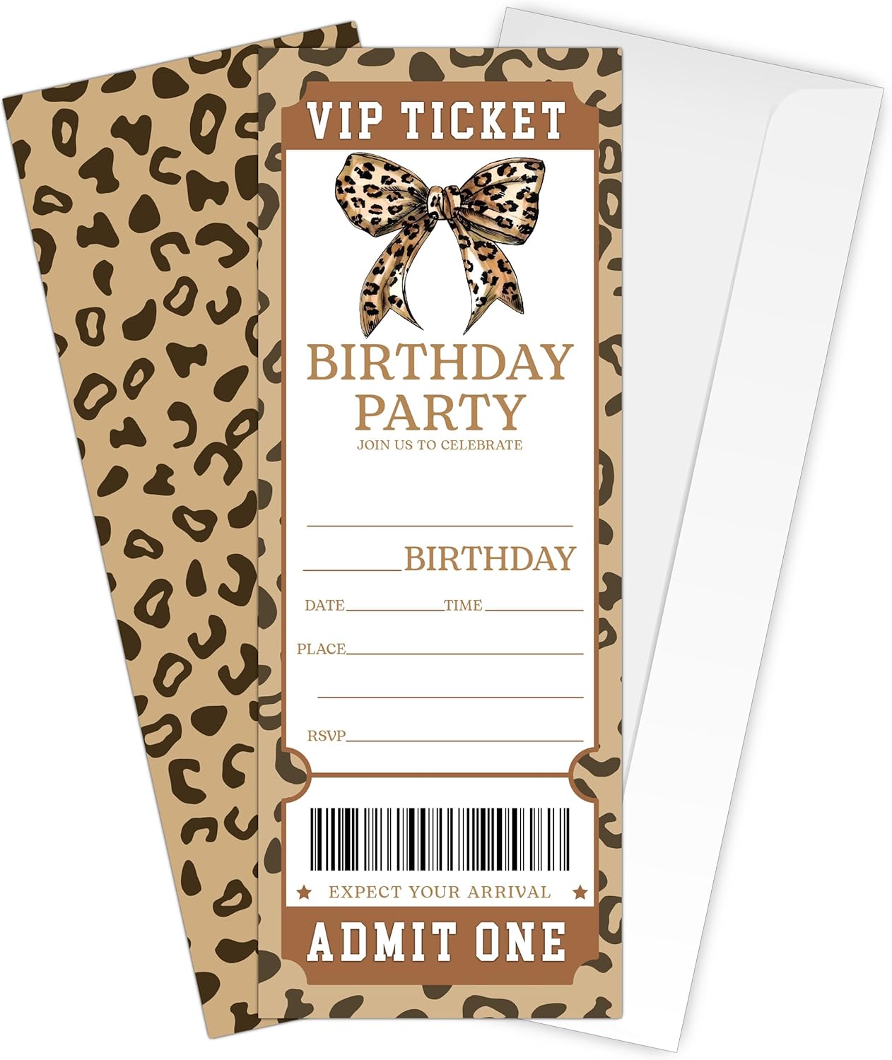 Amazon.com: Cheetah Print Birthday Party Invitations, Leopard Print Bow ...