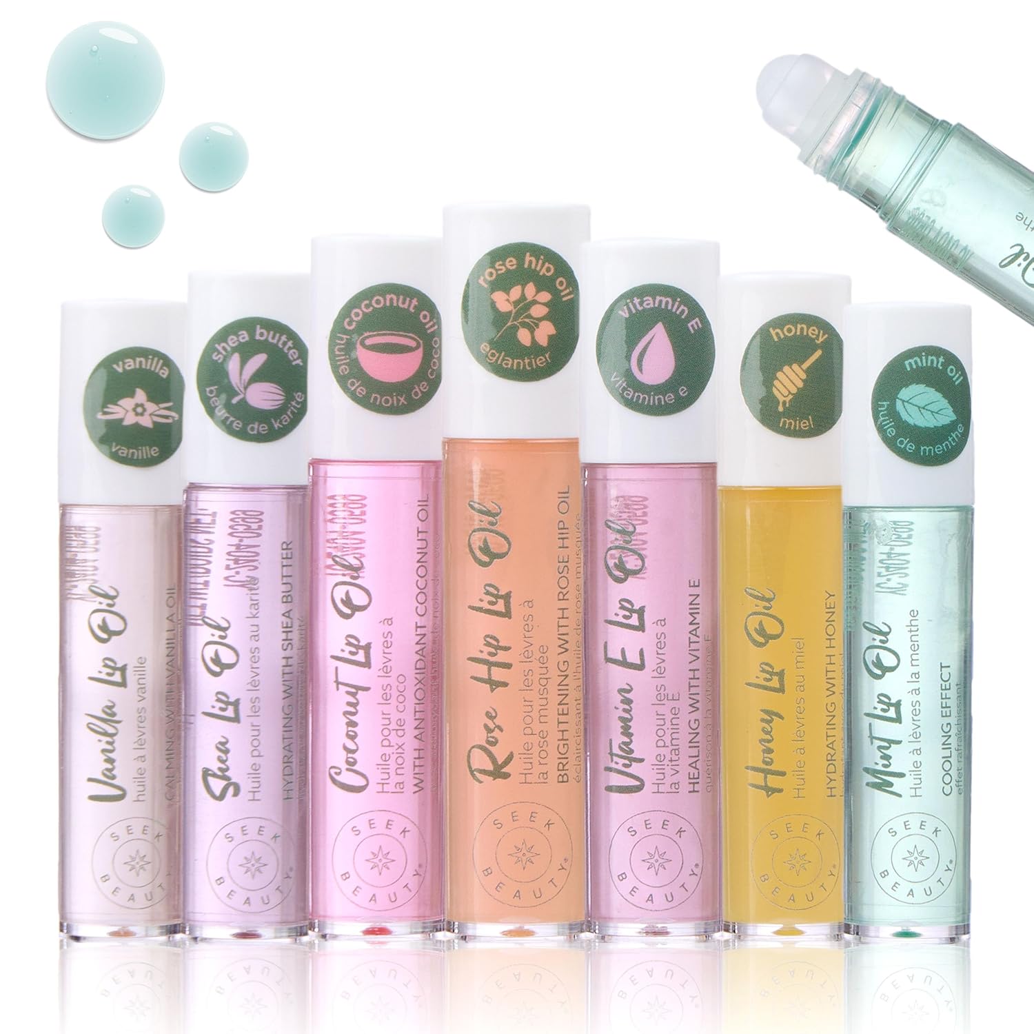 Amazon.com : EXPRESSIONS 7pc Lip Oil - Natural High Shine Tinted LIp ...