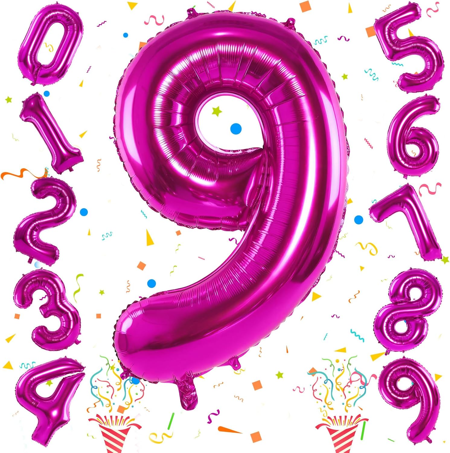 Amazon.com: 40 Inch 9 Balloons Number for Kids, Hot Pink Giant 9th ...