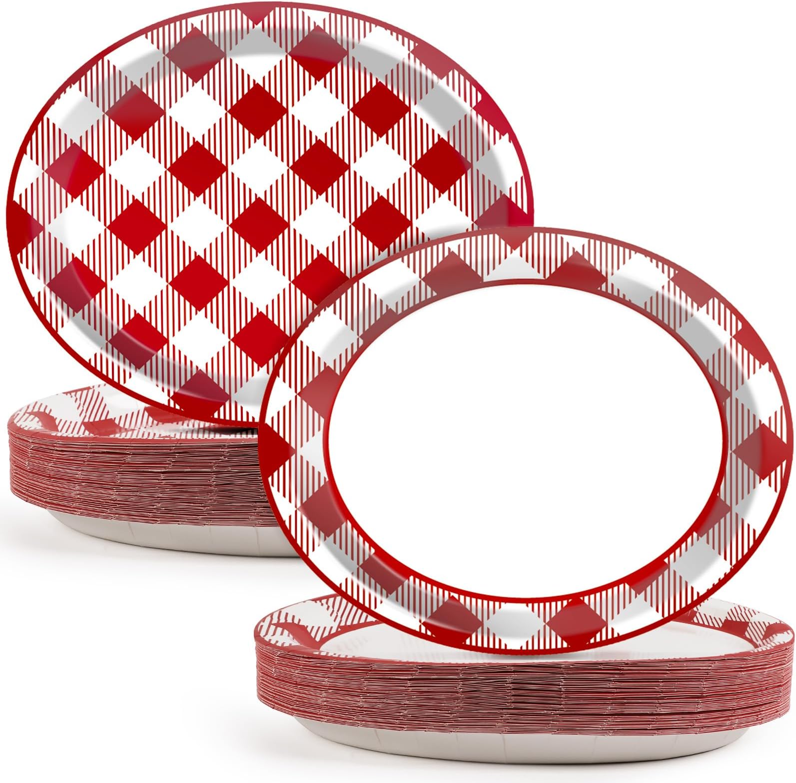 Amazon.com: Gift Boutique Red Gingham Party Supplies Tableware Set 50 9 ...
