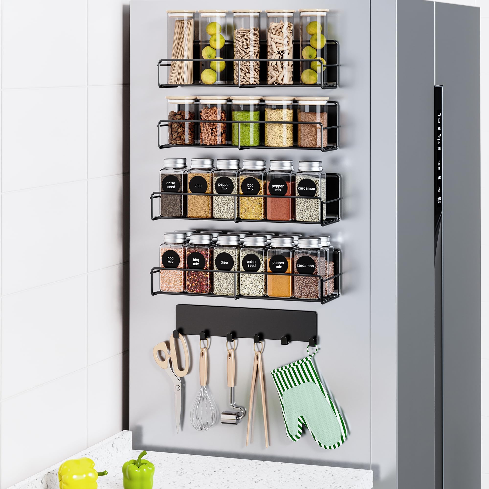 Amazon.com: Arinster 2 Pack Magnetic Spice Rack Organizer - Single Tier ...