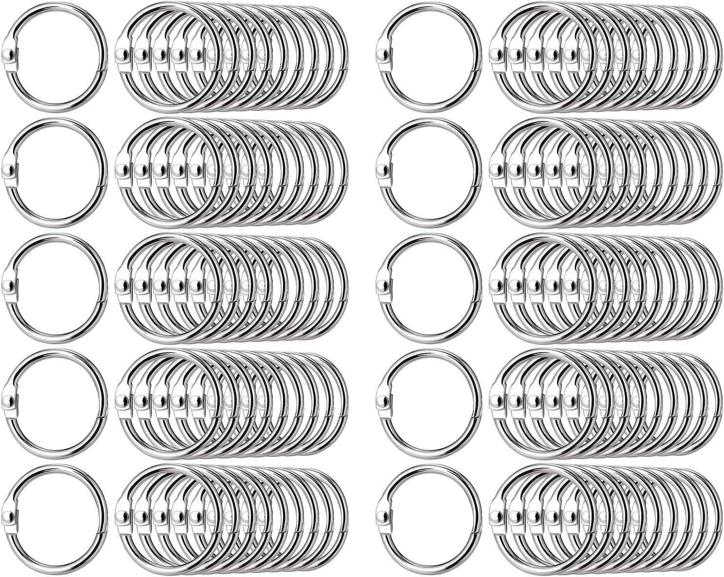 Vokowin 100 Pcs Binder Rings, 25mm Wearable Loose Leaf Binder Rings ...