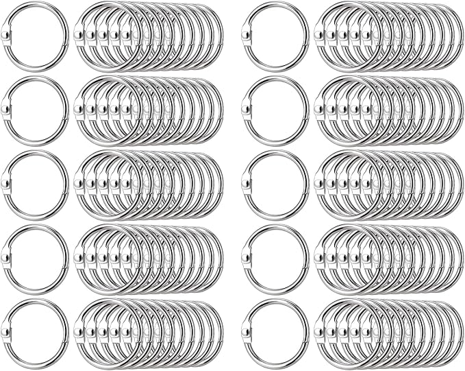 Vokowin 100 Pcs Binder Rings, 25mm Wearable Loose Leaf Binder Rings ...