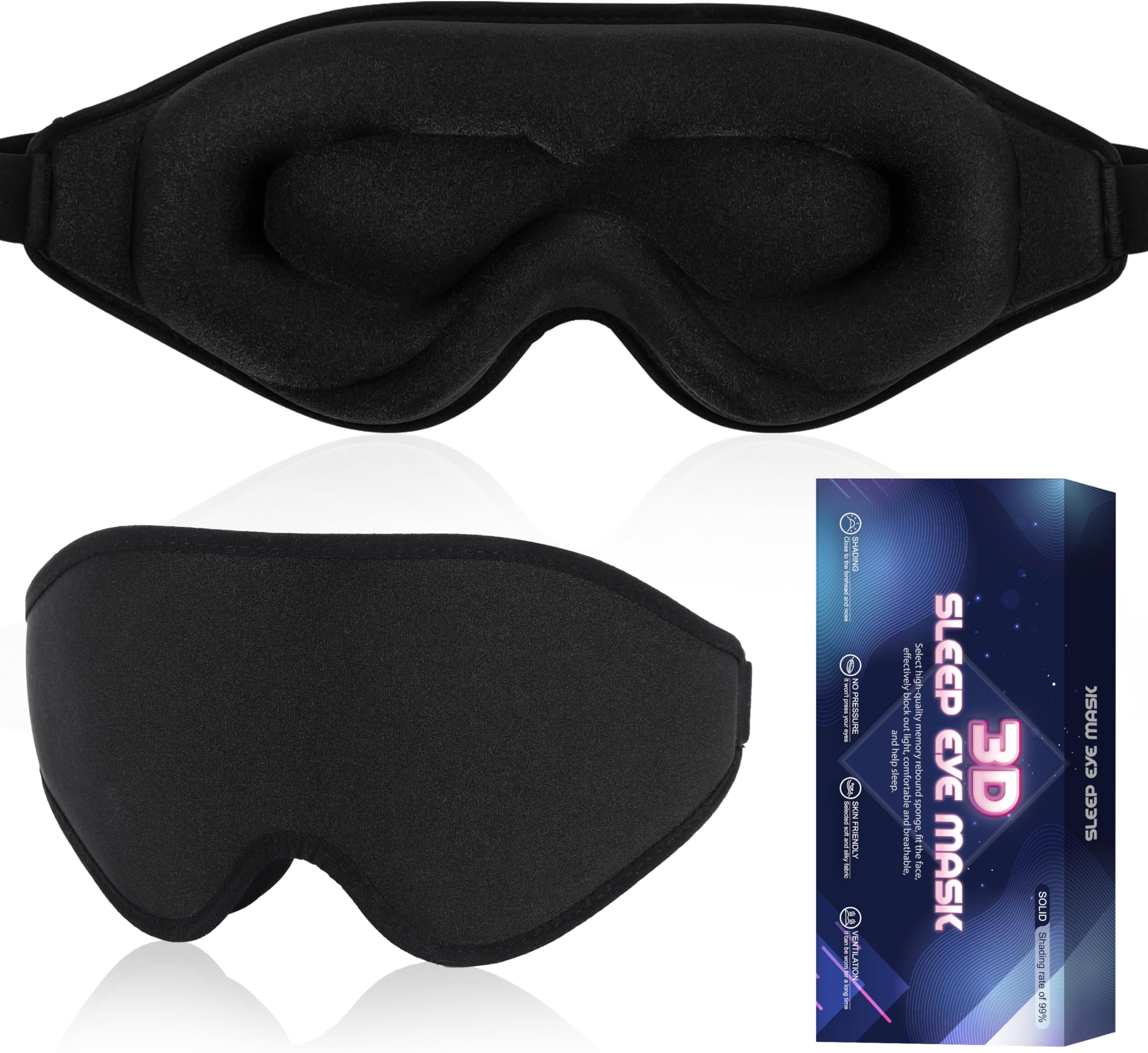 Amazon.com: Sleep Mask, 3D Memory Foam Eye Mask for Sleeping 100% Light ...