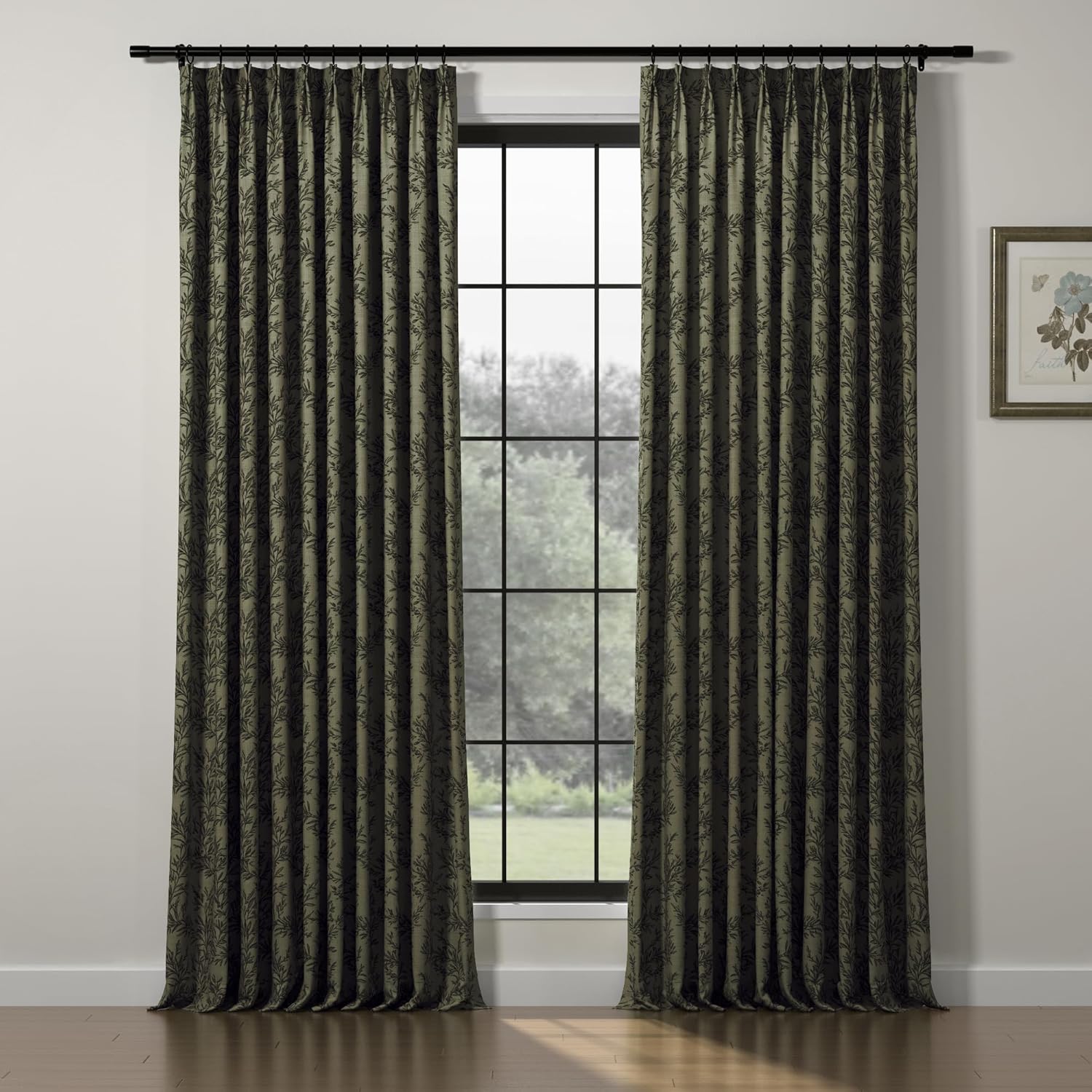Amazon.com: TWOPAGES Linen Blend Leaf Curtain for Living Room Bedroom ...